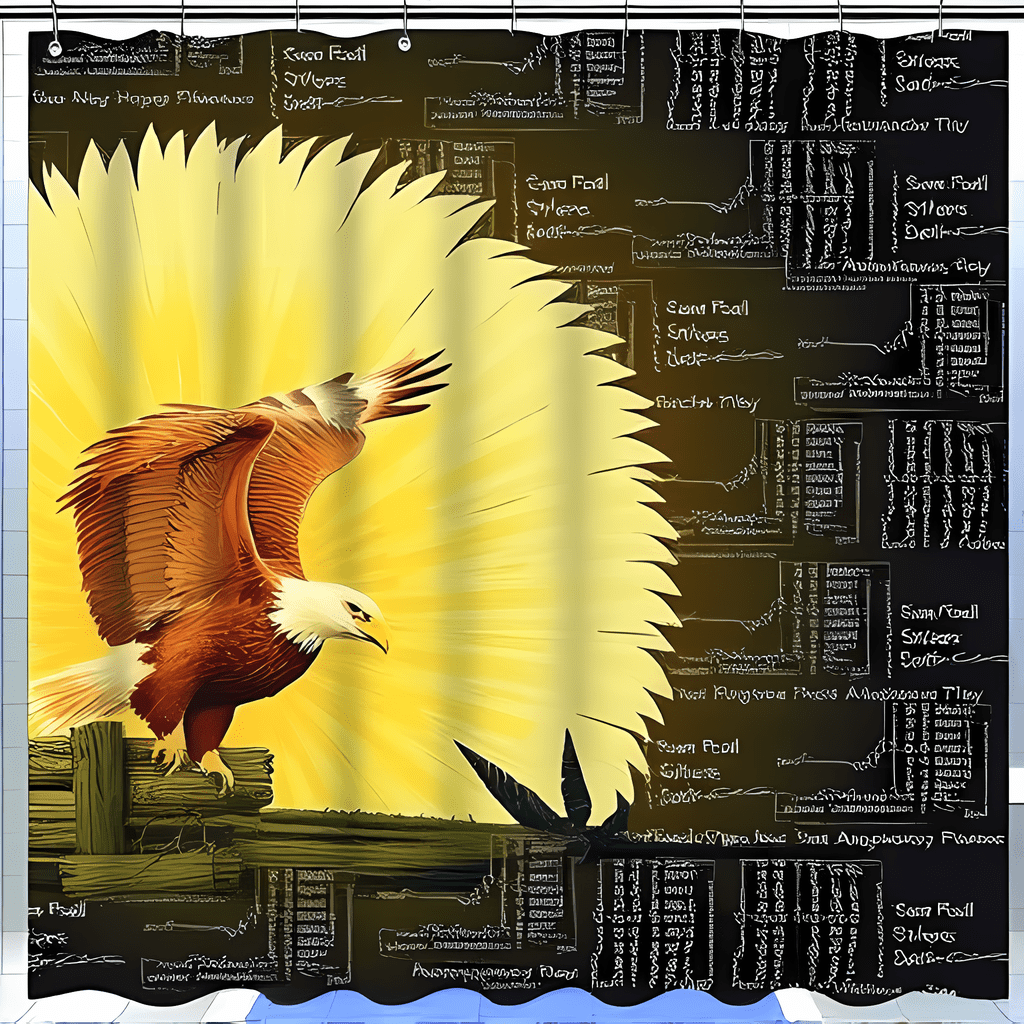 Majestic Bald Eagle Shower Curtain - Vibrant Nature Design with Radiant ...