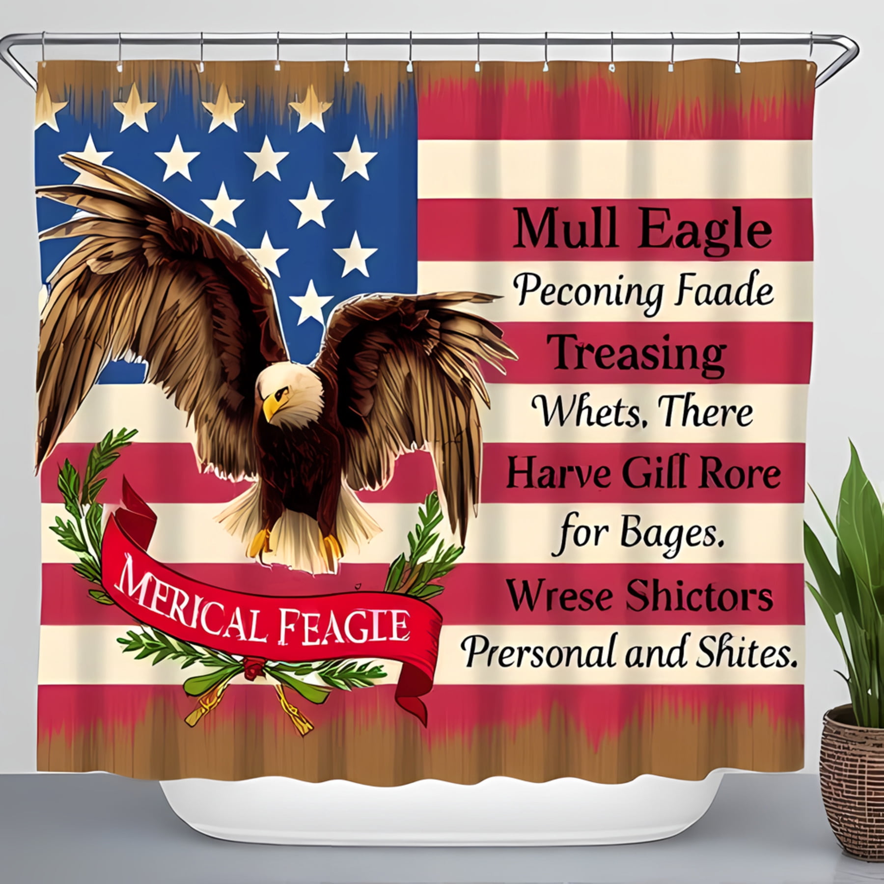 Majestic Bald Eagle Shower Curtain with Background - Patriotic Home ...