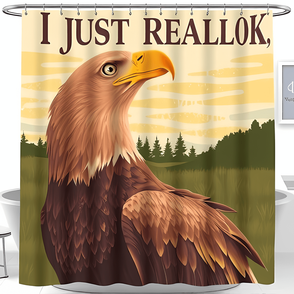 Majestic Bald Eagle Shower Curtain with Sunset & Trees - Humorous "I ...
