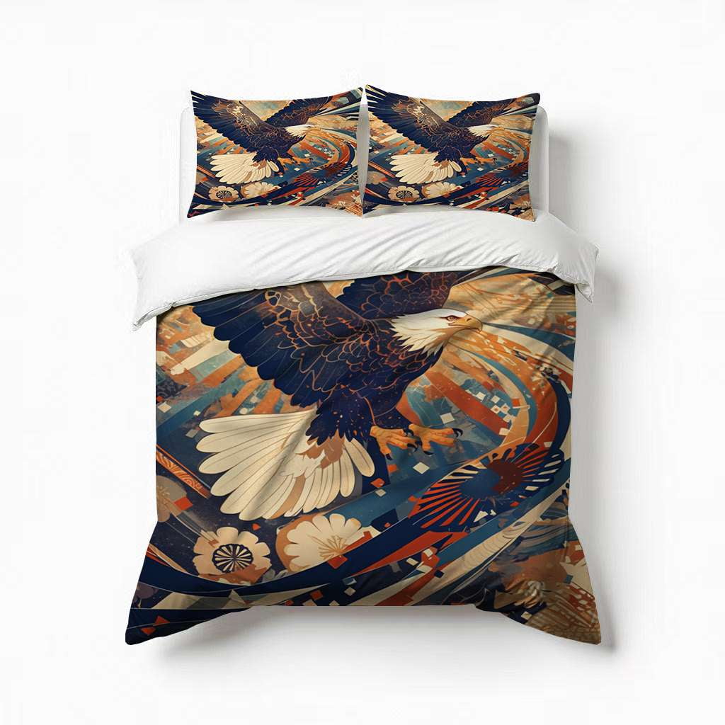 Majestic Bald Eagle With American Flag Bedding Set 3 Pcs Soft ...