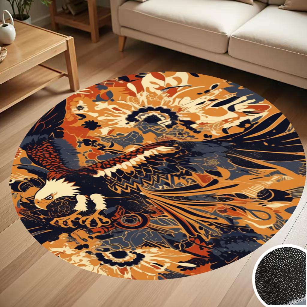 Majestic Bald Eagle With American Flag Round Carpet Living Room Bedroom ...
