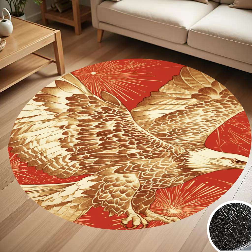 Majestic Bald Eagle With American Flag Round Carpet Living Room Bedroom ...