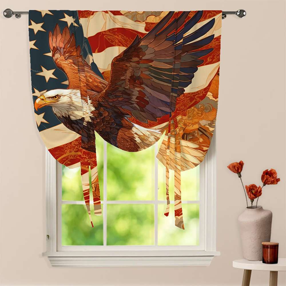 Majestic Bald Eagle With American Flag Window Curtain for Living Room ...