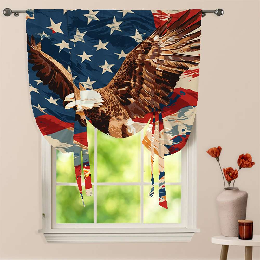 Majestic Bald Eagle With American Flag Window Curtain for Living Room ...