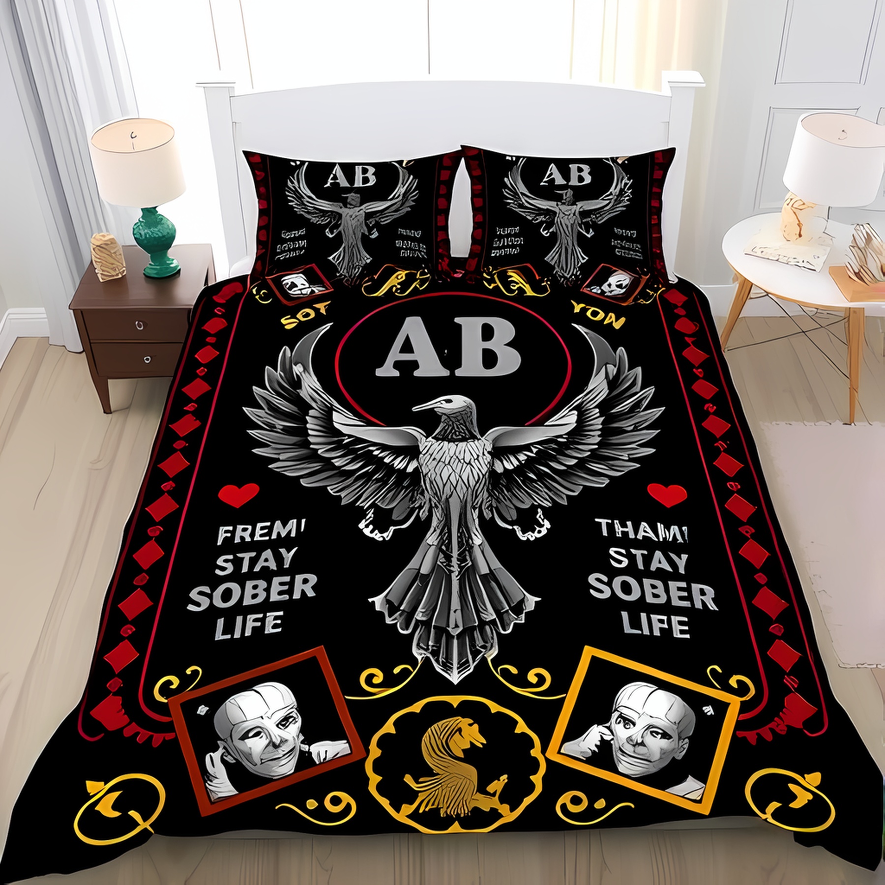 Majestic Bird of Prey 3-Piece Pillowcase and Duvet Cover Set - Bold ...