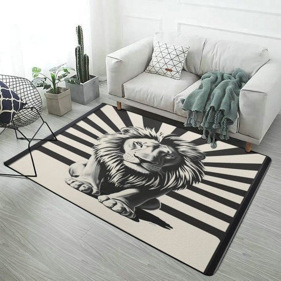 Majestic Black Lion Art Carpet Large Size Living Room American Style ...