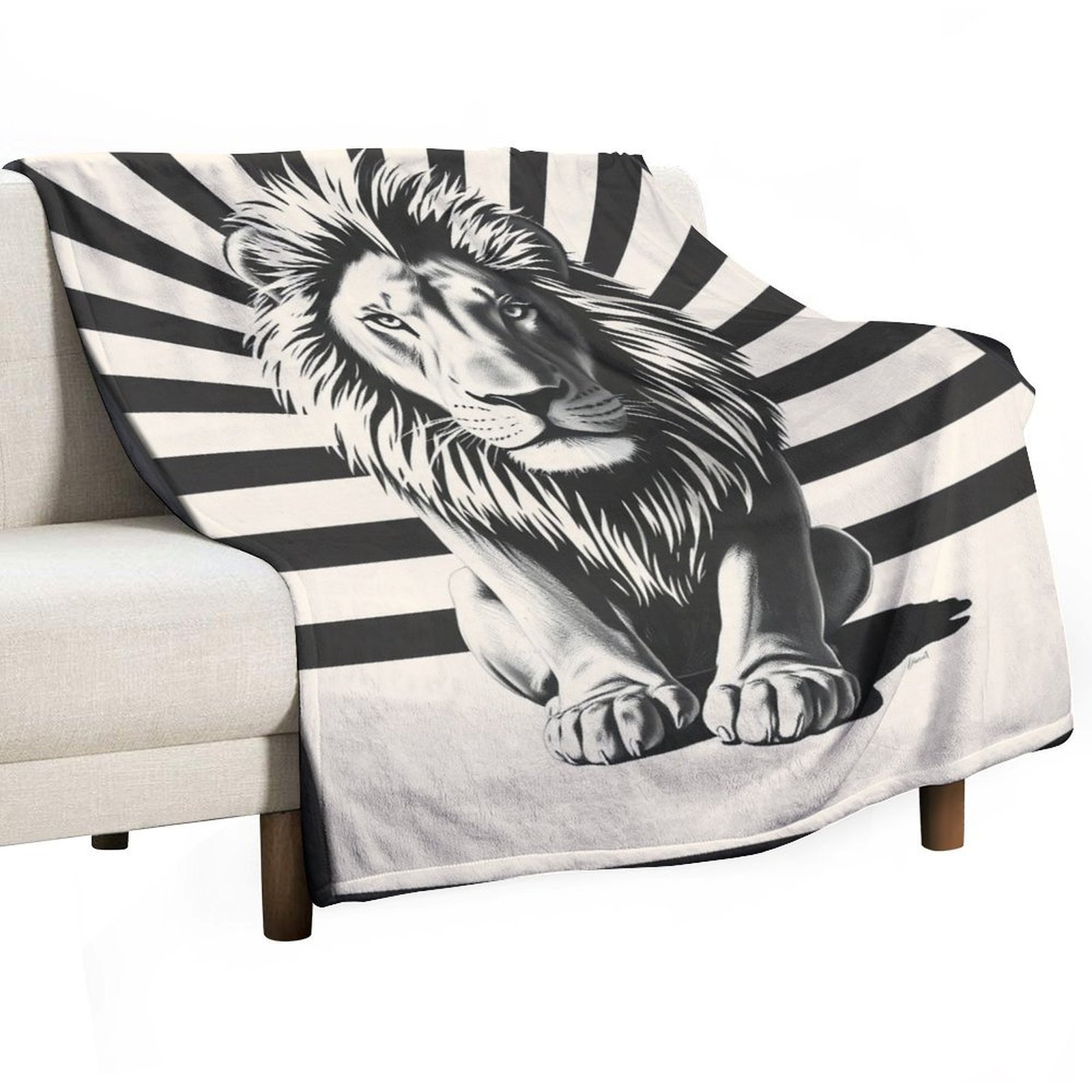 Majestic Black Lion Art Throw Blanket Warm Plush Blankets for Adults ...