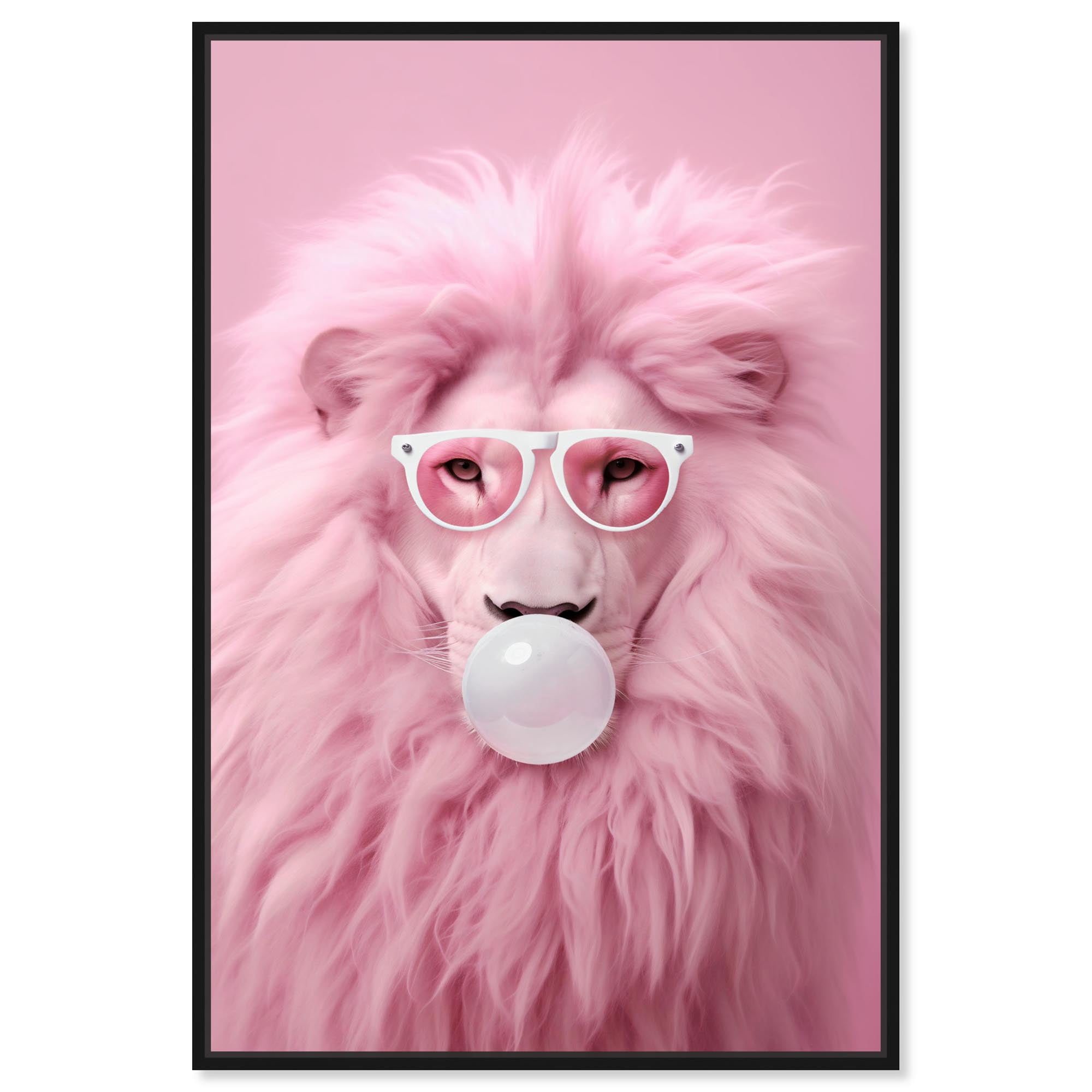 Majestic Bubblegum Lion Canvas Fashion Prints by Art Remedy, Black ...