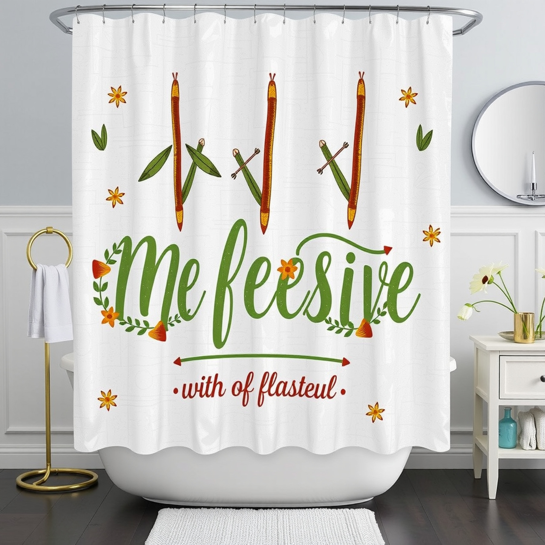 Majestic Castle Shower Curtain with Floral Border - Vibrant Design ...