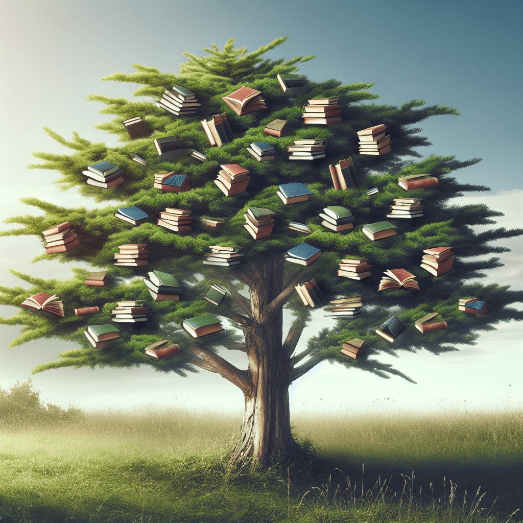 Majestic Cedar Tree with Educational Books on Branches Toy Educational ...