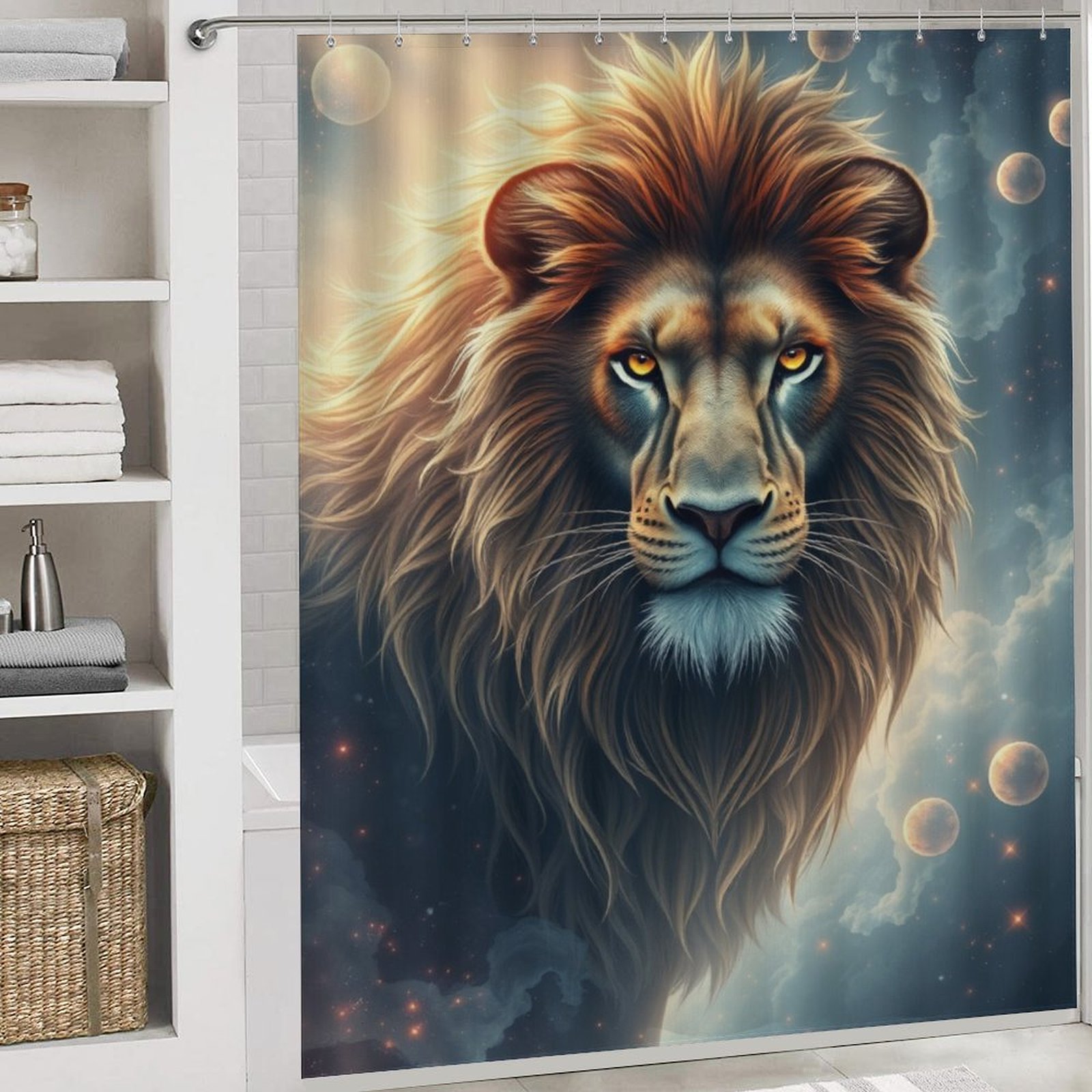 Majestic Cosmic Lion Shower Curtains Bath Screen Waterproof Products ...