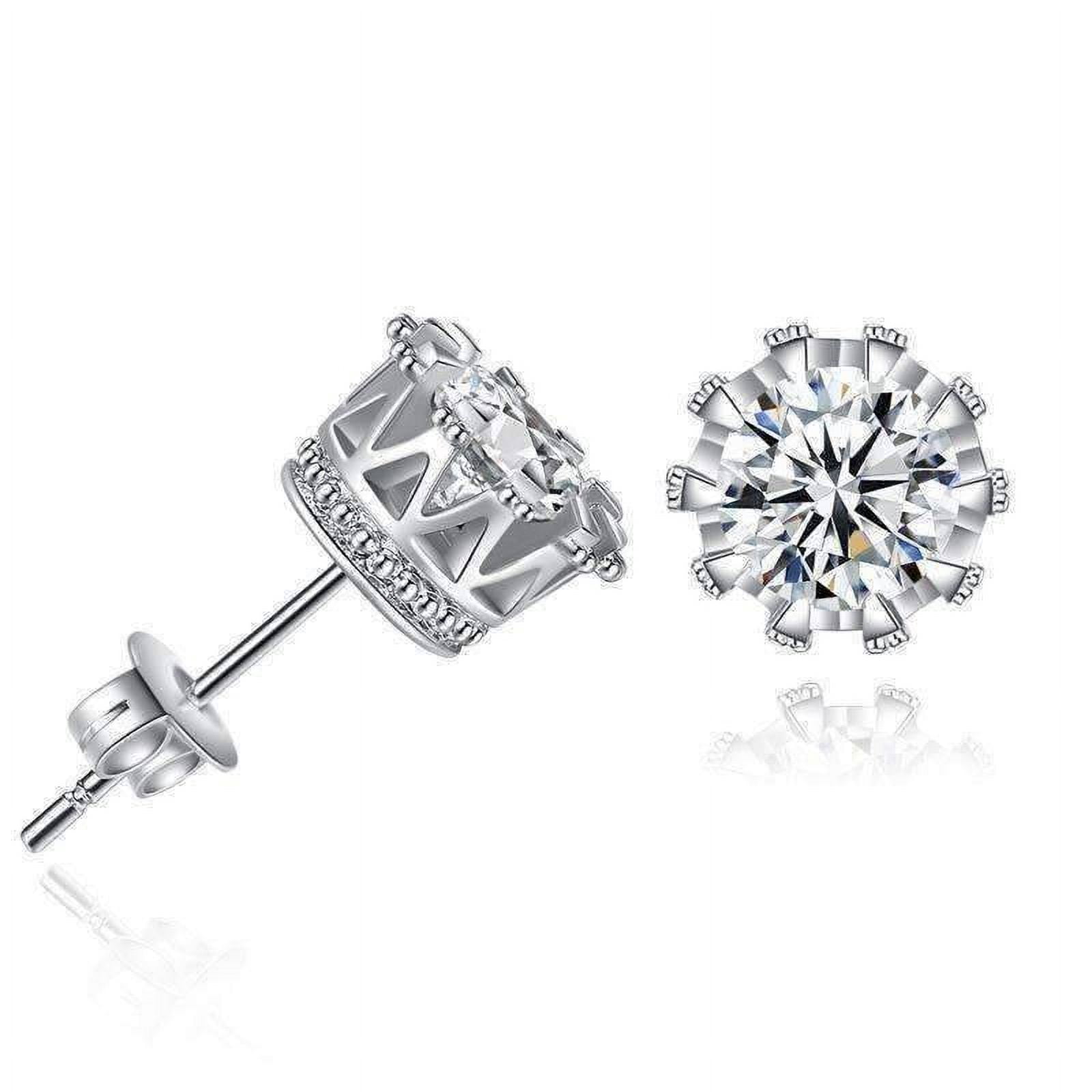 Majestic Crown IOBI Crystal 14K White Gold Plated Stud Earrings in Four Colors for Women Special ...