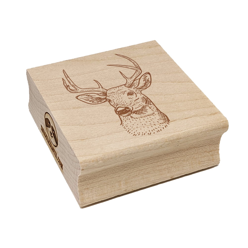 Majestic Deer Buck Head Hunter Hunting Square Rubber Stamp Stamping ...