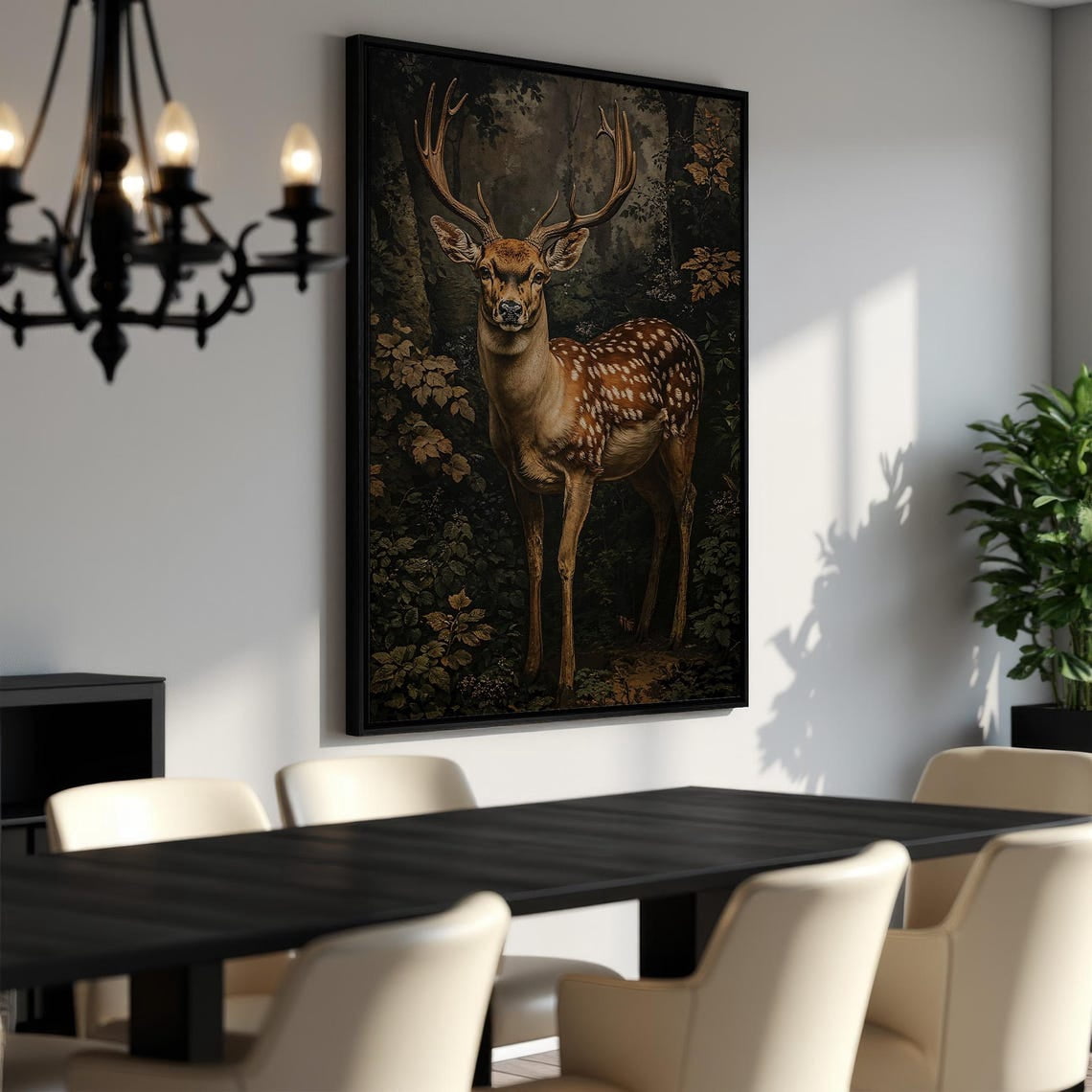 Majestic Deer In Forest - Poster, Wildlife Art, Woodland Animal Poster ...