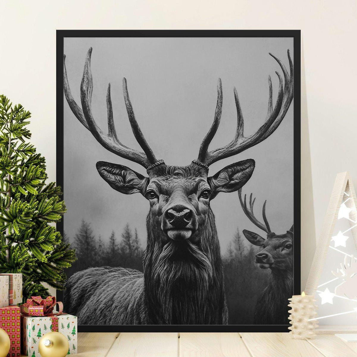 Majestic Deer Stag Wall Art Print, Wildlife Animal Poster for Home ...
