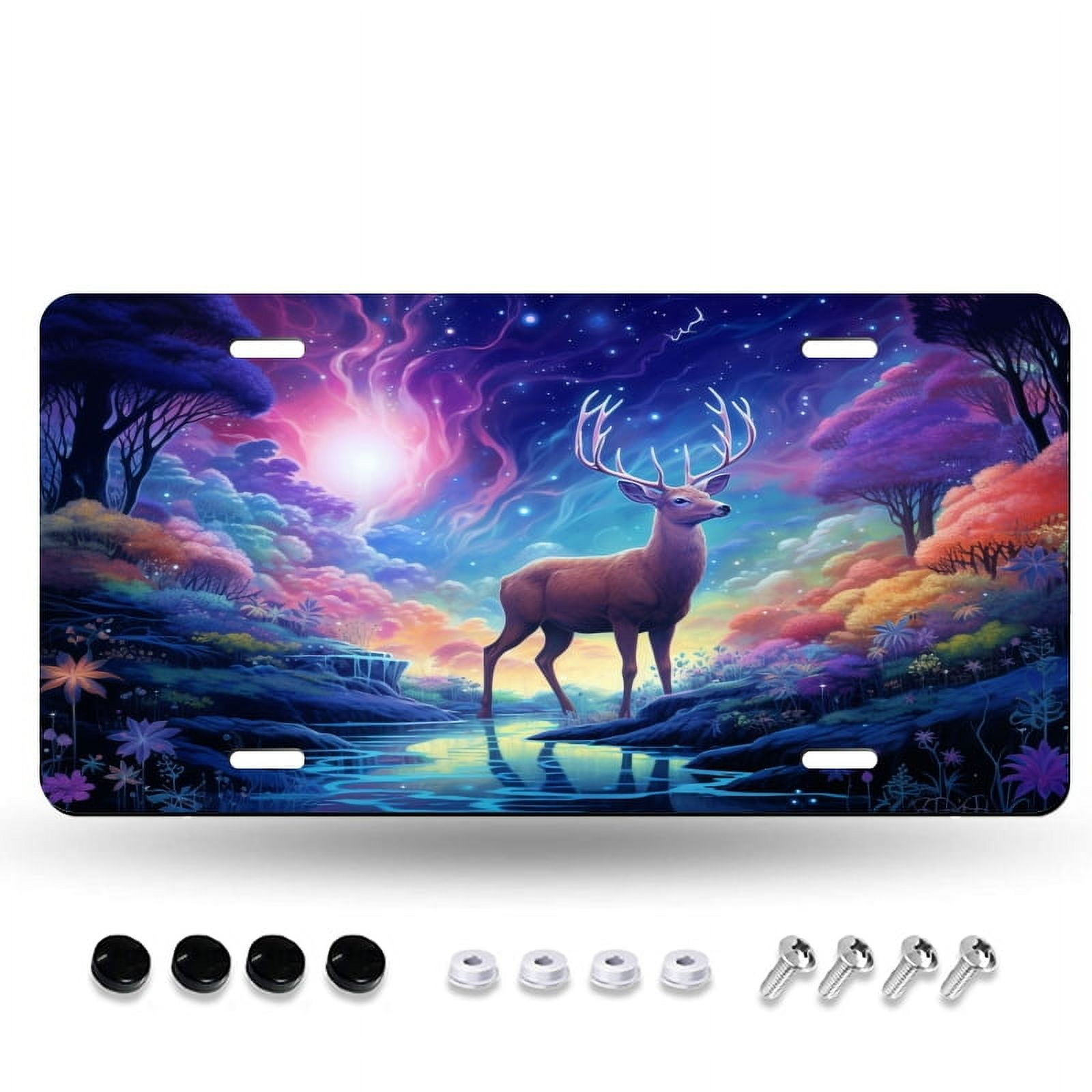 Majestic Deer Standing in The Center of Enchanted Forest Front License ...