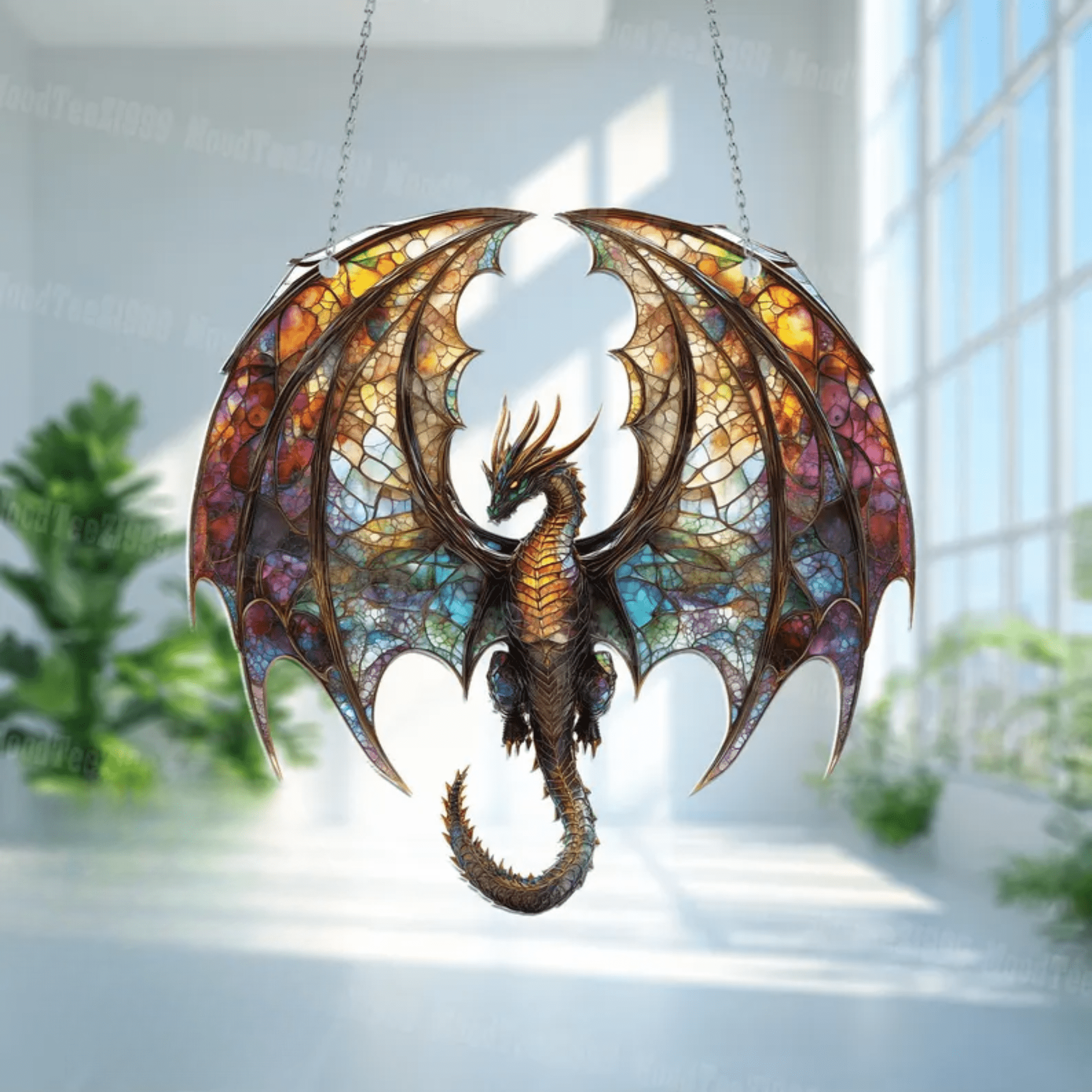 Majestic Dragon Fantasy Acrylic Effect, Gothic Window Hanging Decor ...