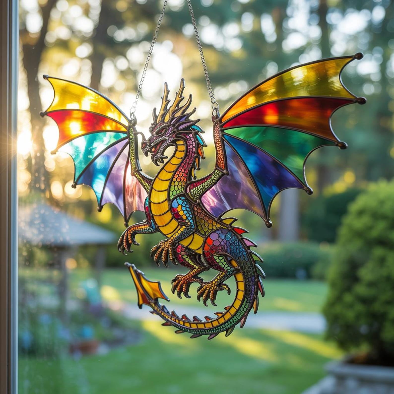 Majestic Dragon Window Hanging, Fantasy Suncatcher, Acrylic Dragon ...