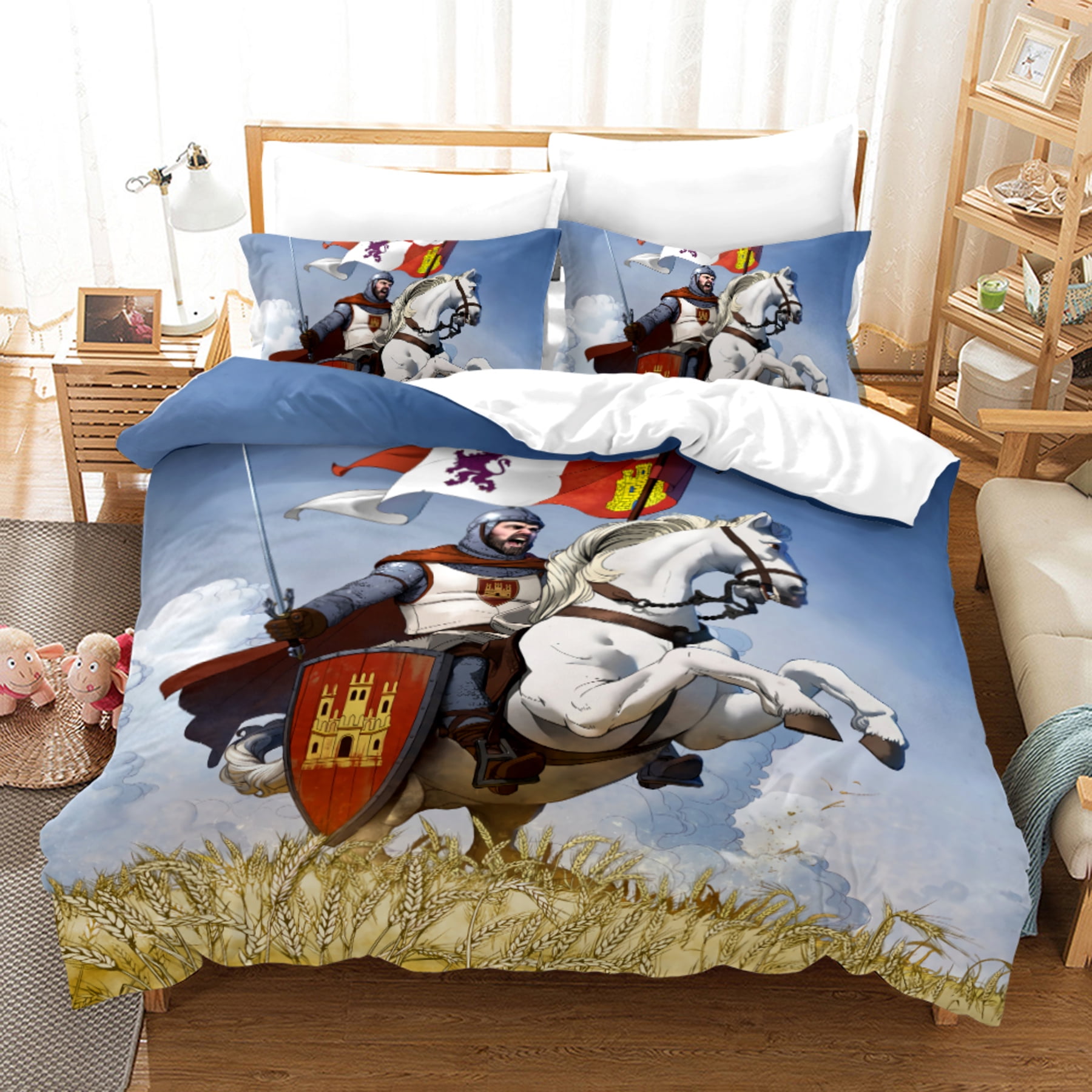 Majestic Duvet Cover Set Gallant & White Steed Design for Medieval ...