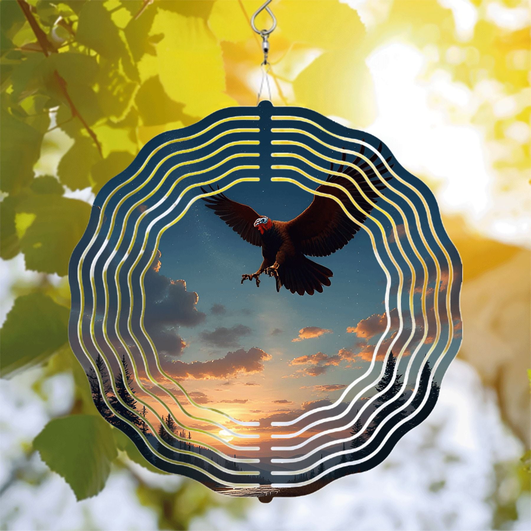 Majestic Eagle Metal Wind Spinner - Circular Pattern Design for Yard ...