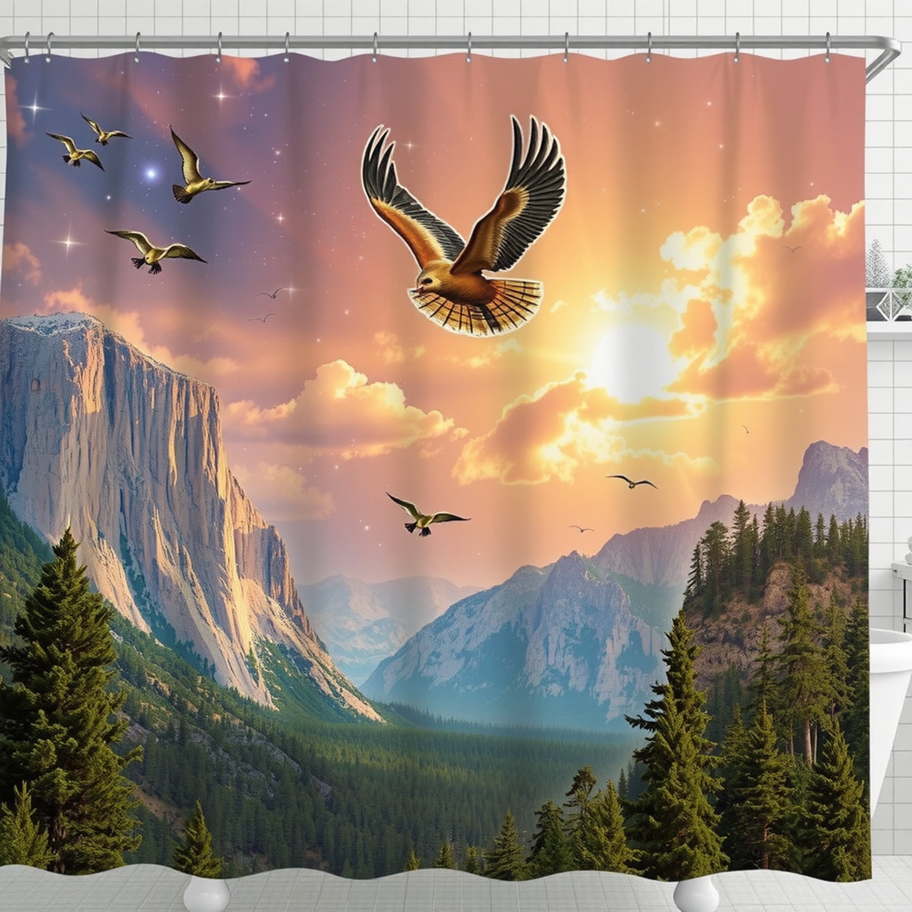 Majestic Eagle Shower Curtain - Soaring Wildlife Design for Nature ...