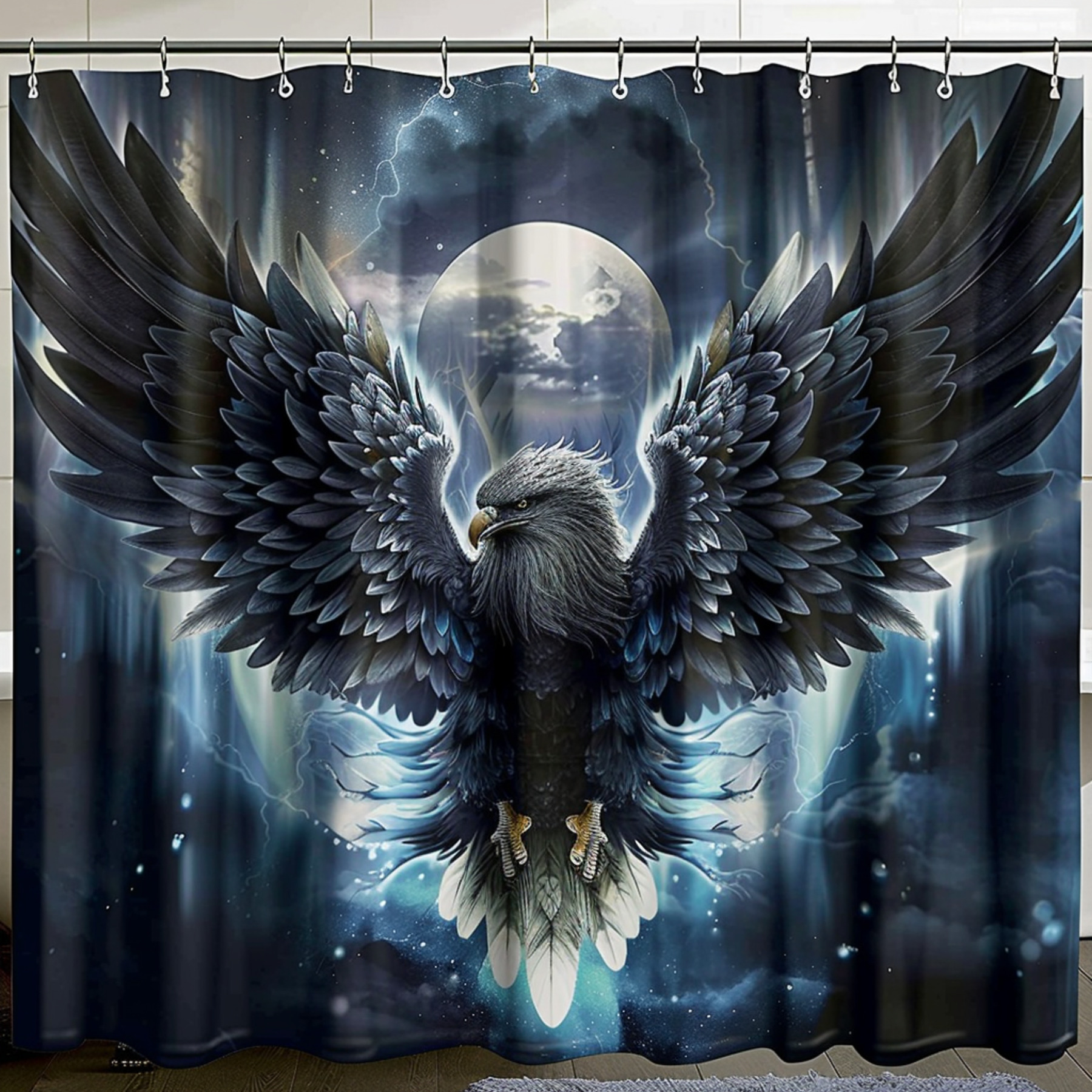 Majestic Eagle Wing Spirit Shower Curtain Fantasy Design with Glowing ...