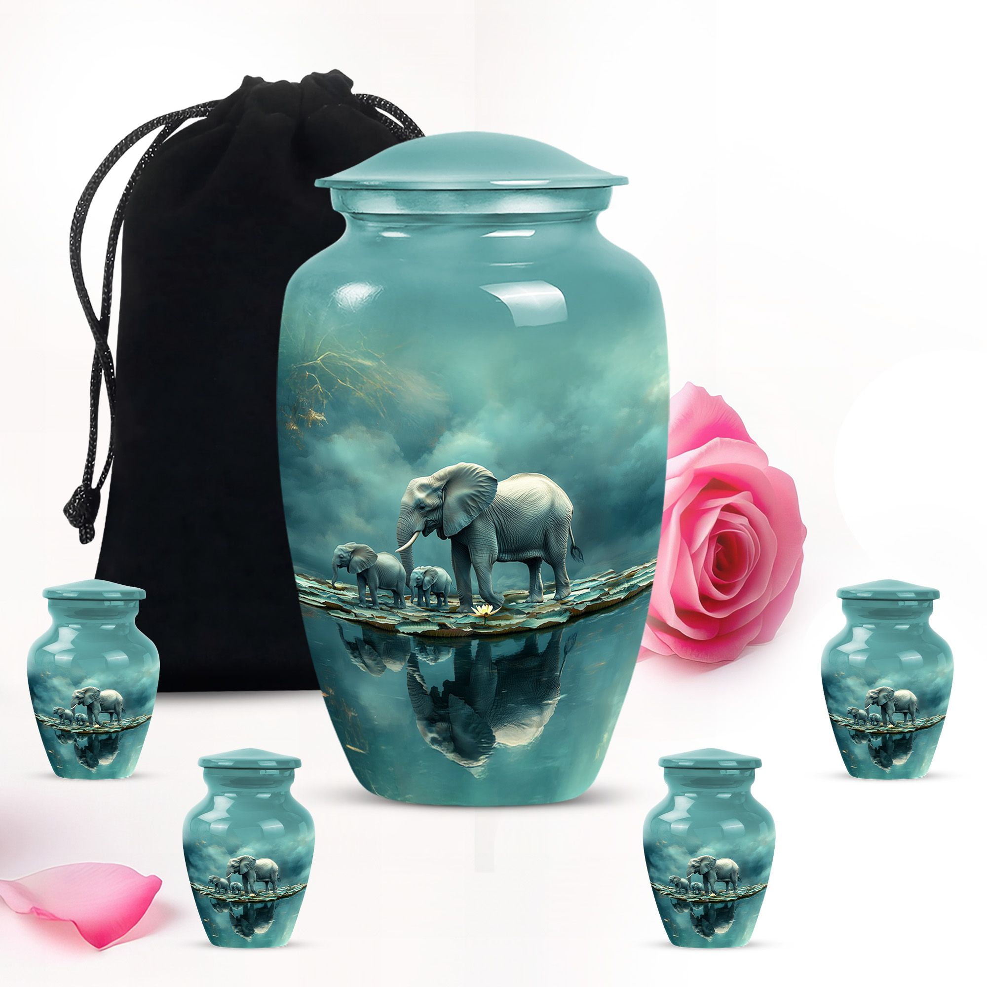 Majestic Elephant Reflection Burial Urns For Adult Human Ashes - Mini ...