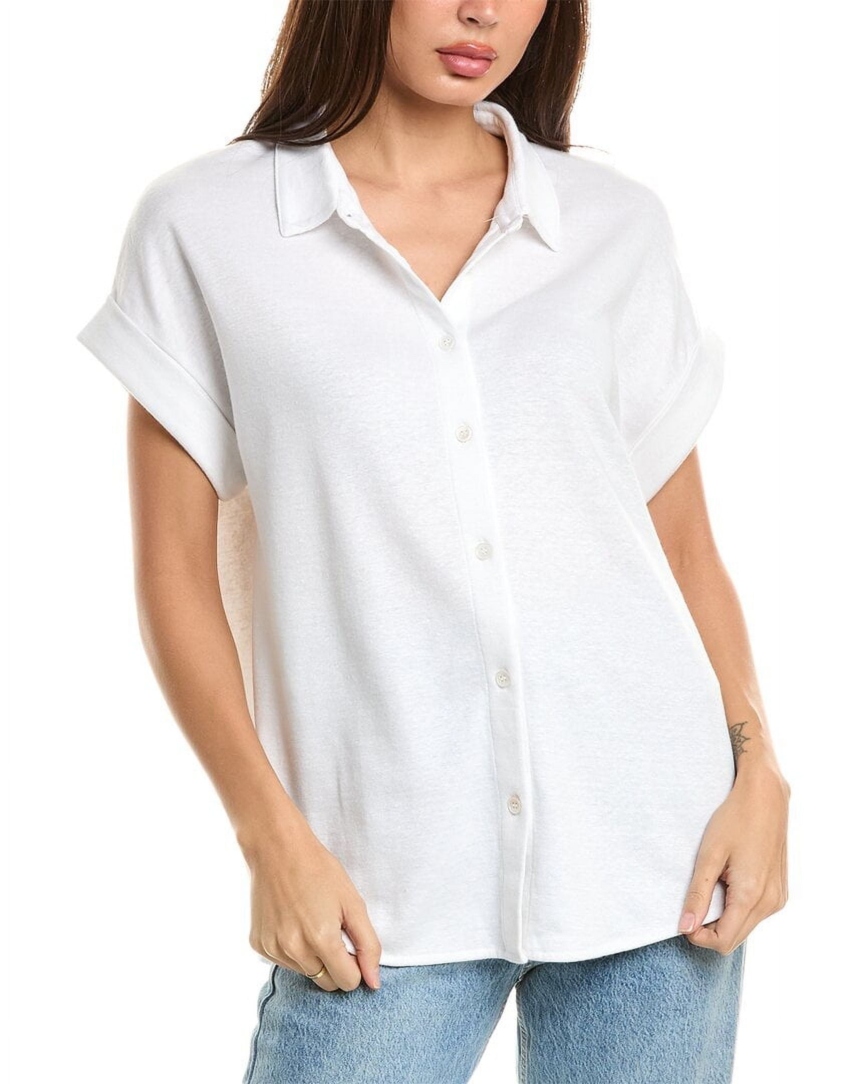 Majestic Filatures womens Double Face Linen Shirt, 4, White - Walmart.com