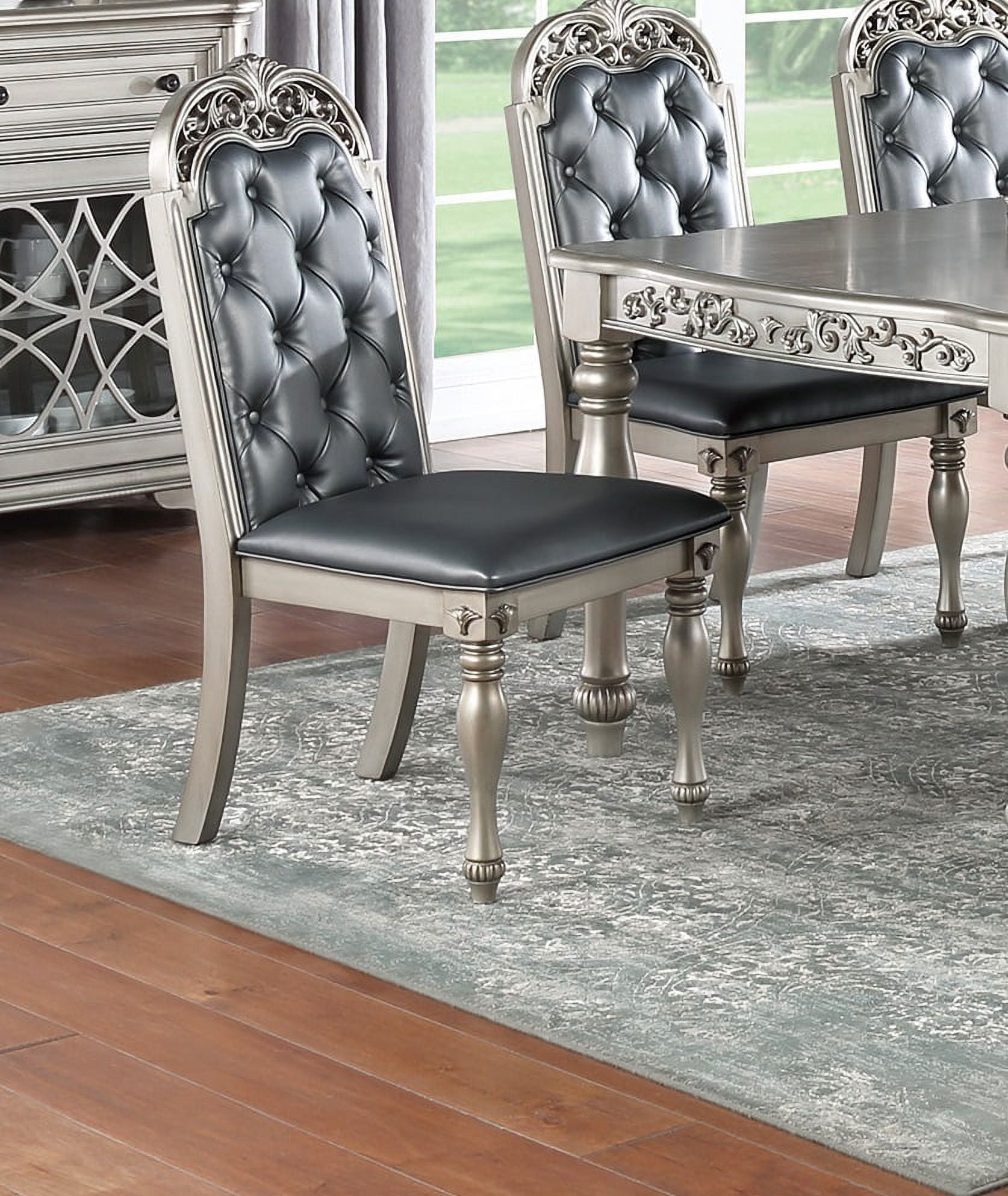 Majestic Formal Set Of 2 Side Chairs Grey,Silver Finish Rubberwood ...