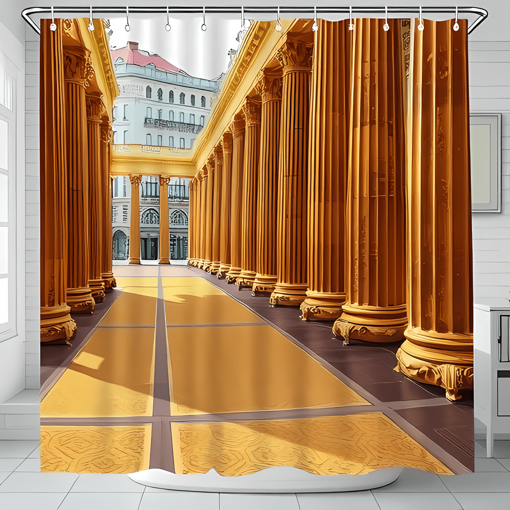 Majestic Golden Colonnade Shower Curtain - Luxurious Classical ...
