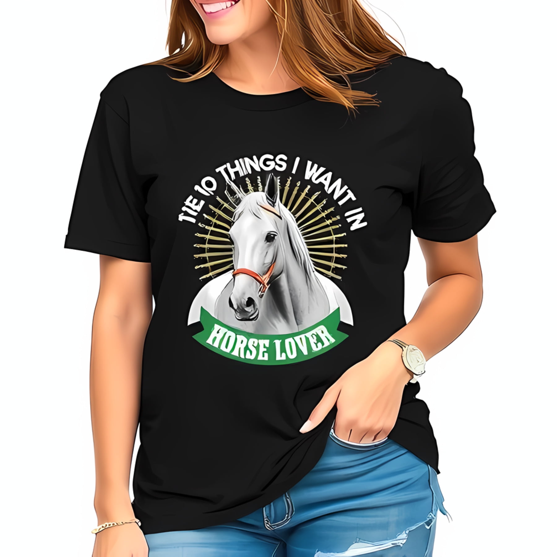 Majestic Horse Graphic Cotton Short Sleeve T-Shirt for Horse Lovers ...