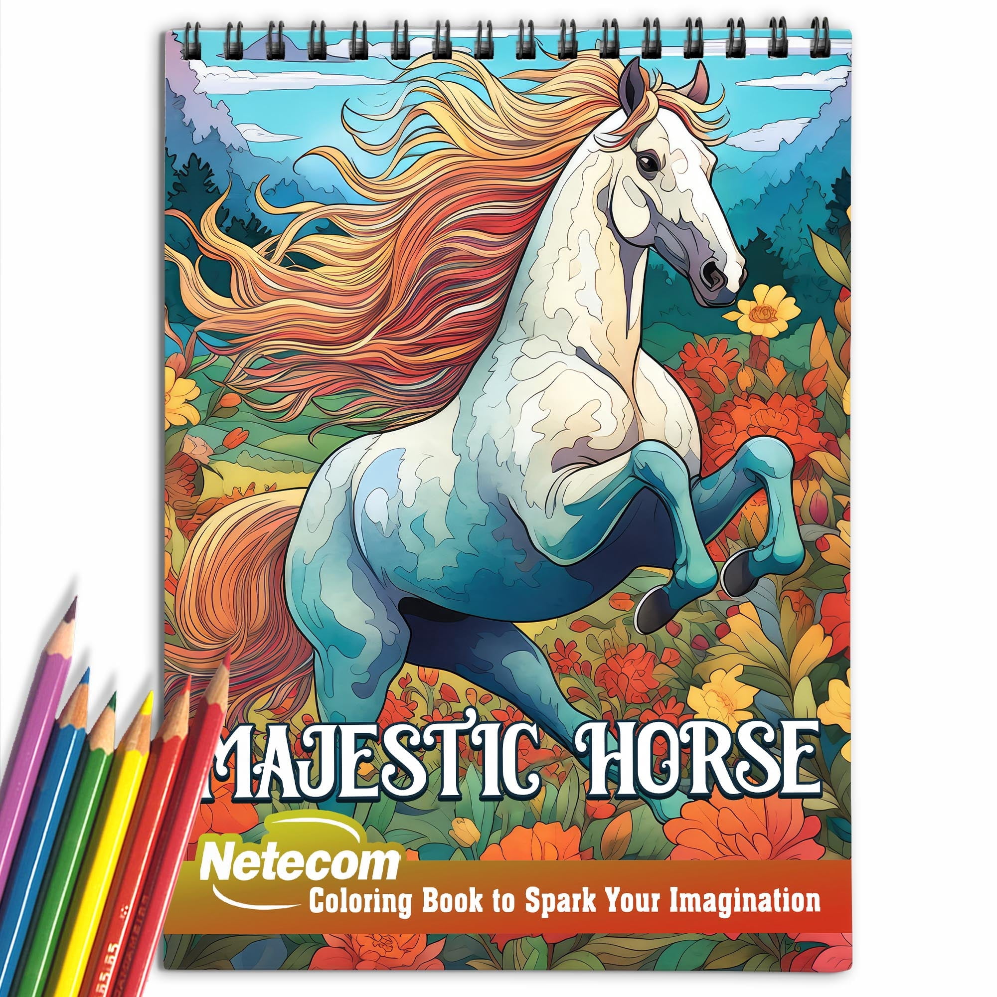 Majestic Horse Spiral Bound Coloring Book, Discover the Elegance of ...