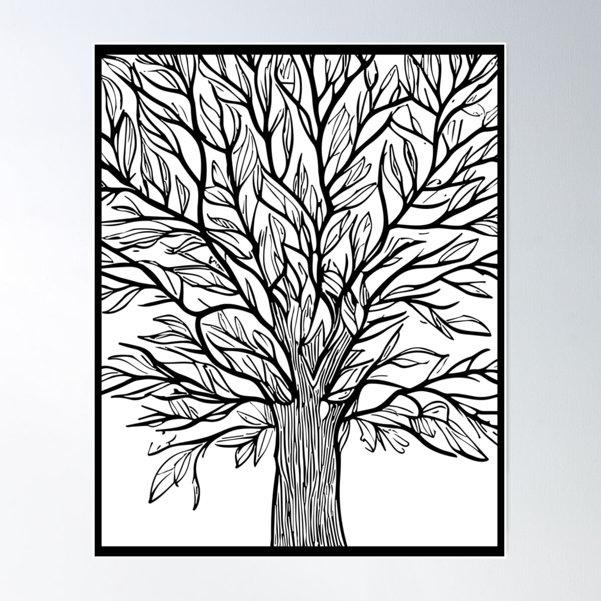 Majestic Lines: Abstract Big Tree Drawing Poster Wall Art, Modern Wall ...