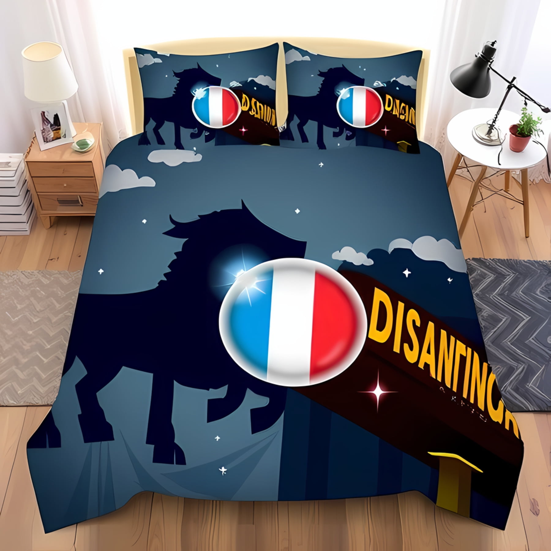 Majestic Lion 3-Piece Duvet Cover Set with Starry Night Sky & Tricolor ...