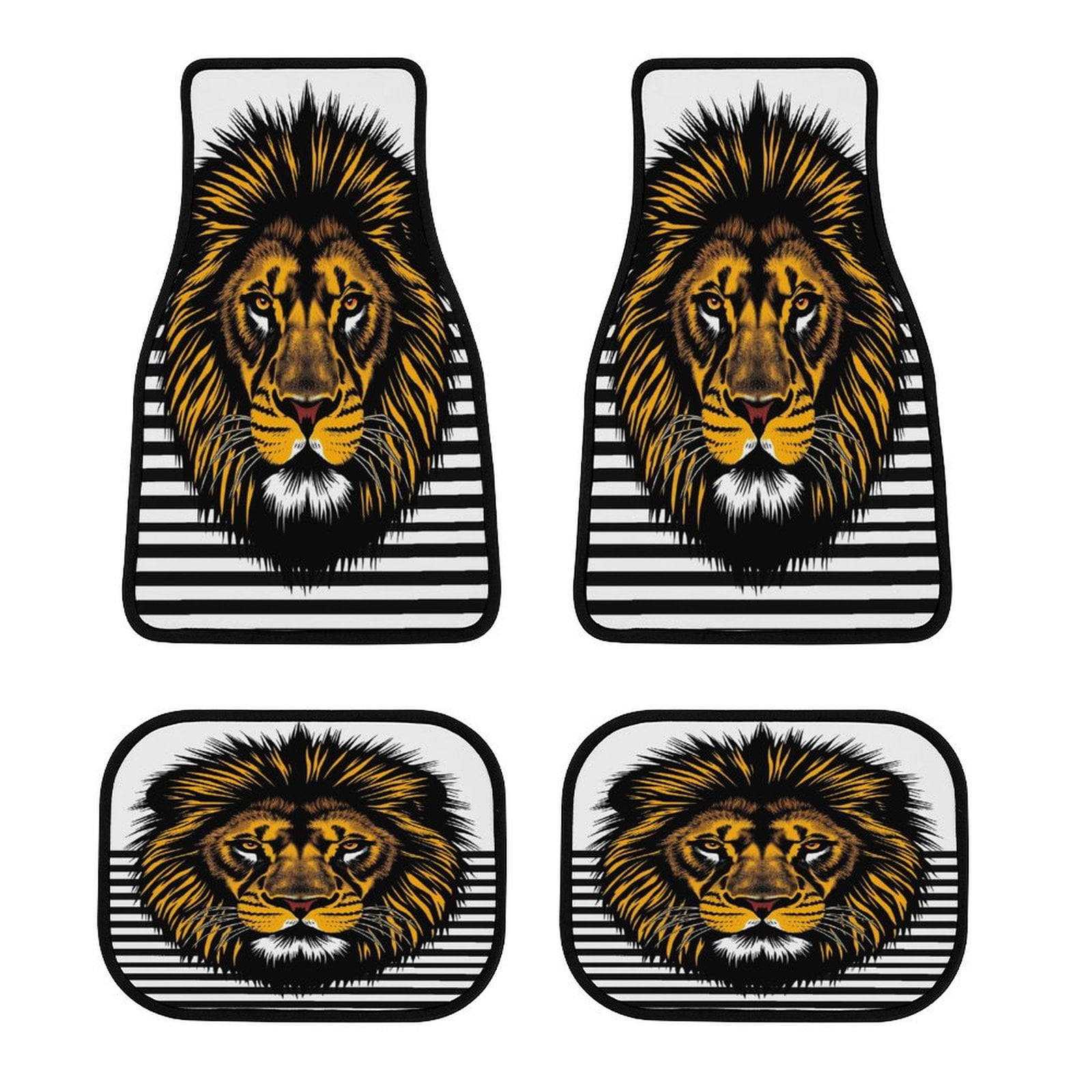 Majestic Lion Head Stripes Car Floor Mats 4 Pieces Car Floor Mats Full ...