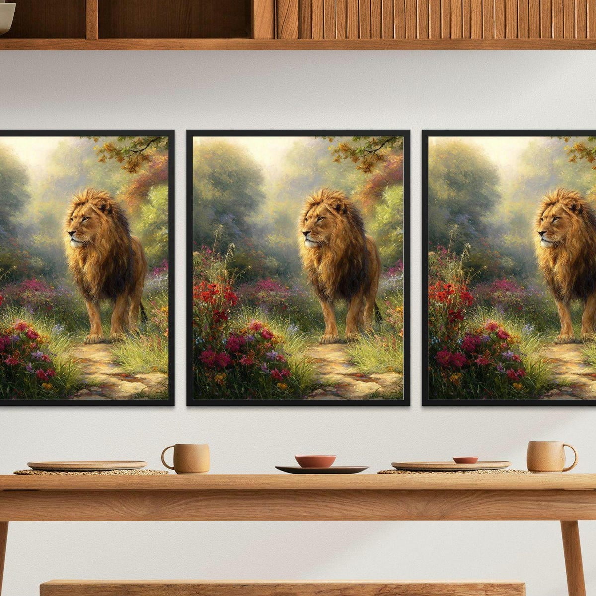 Majestic Lion Posters, Wildlife Art Prints, Lion King Art, Floral ...