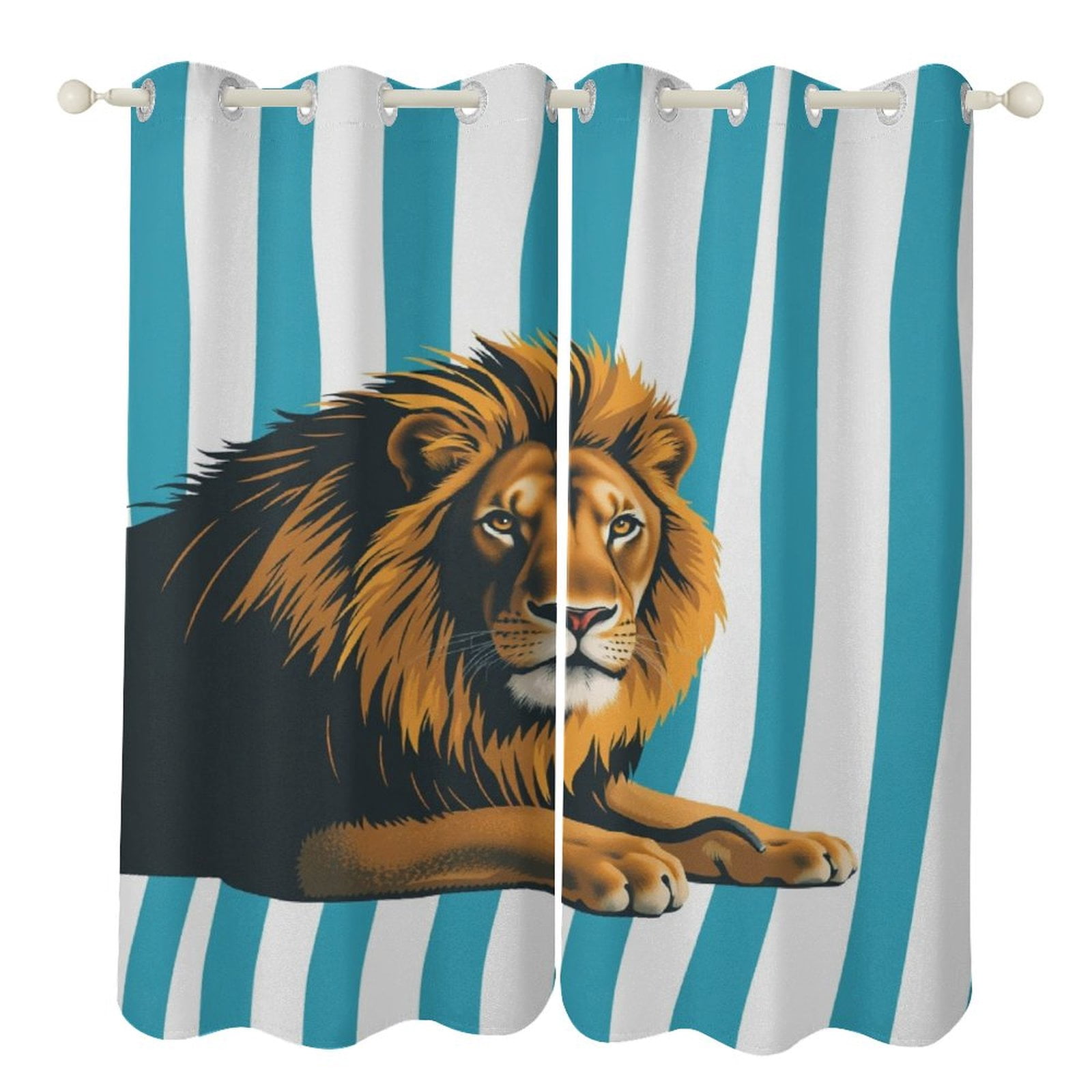 Majestic Lion Stripes Background 2 Pieces Window Drape Curtain for ...