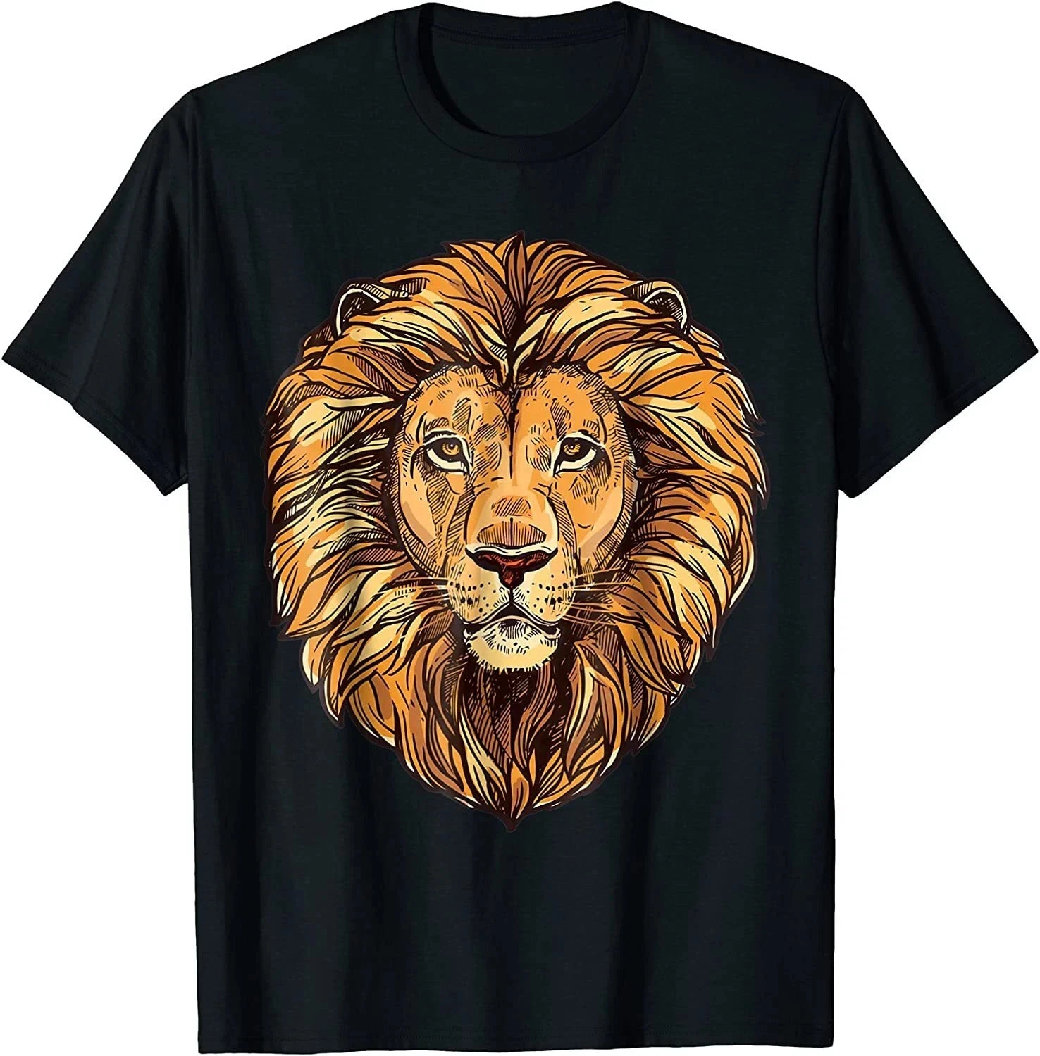 Majestic Lion with Flowing Mane Bold Detailed King of Jungle Unisex T ...