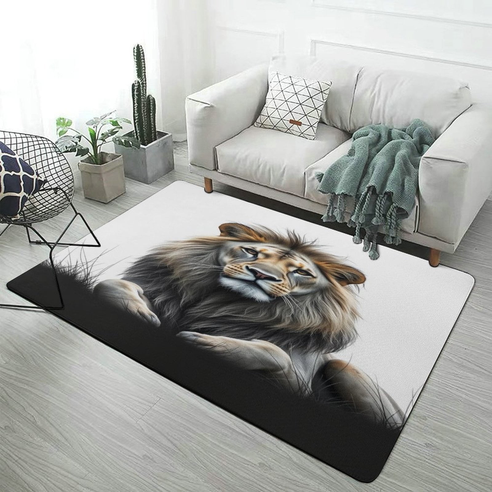 Majestic Male Lion Carpet Large Size Living Room American Style Rugs ...