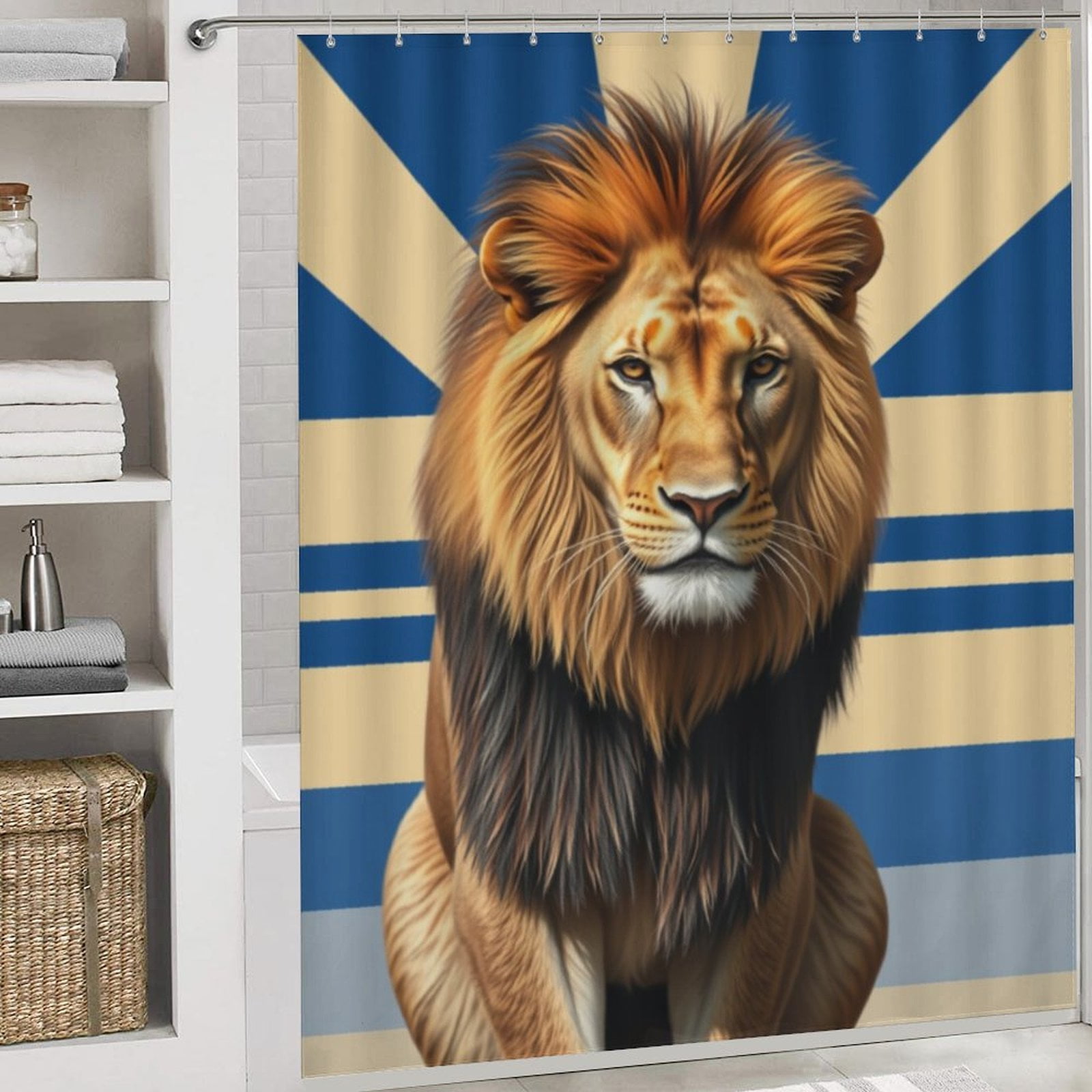 Majestic Male Lion Shower Curtains Bath Screen Waterproof Products ...
