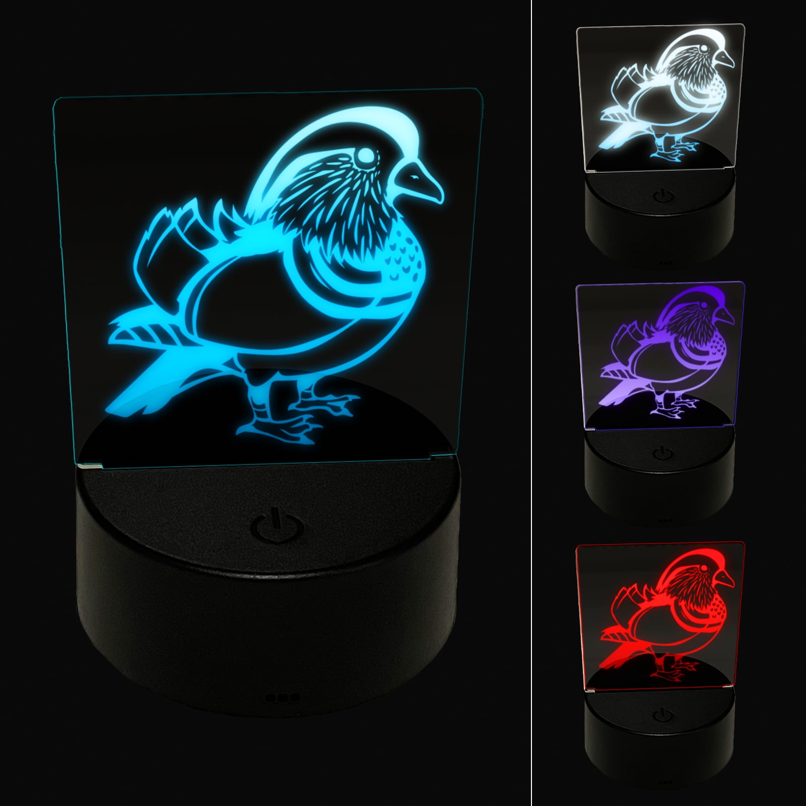 Majestic Mandarin Duck LED Night Light Sign 3D Illusion Desk Nightstand ...