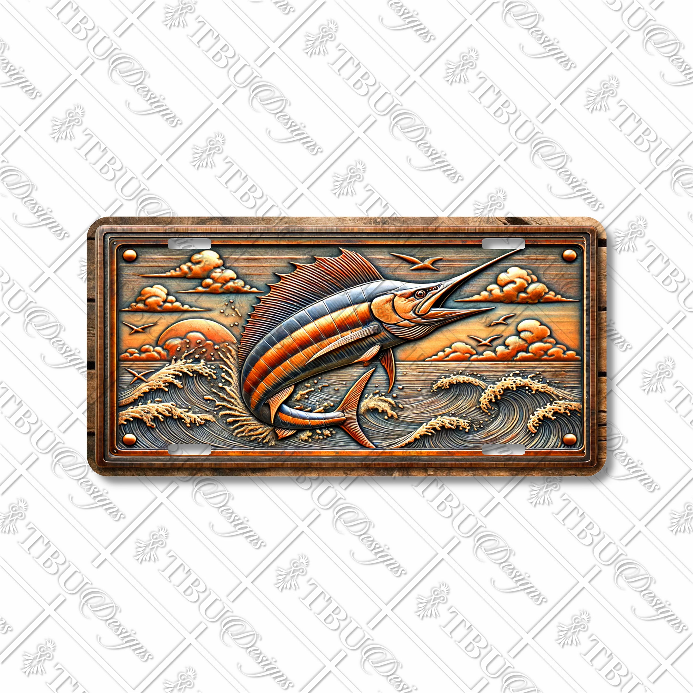 Majestic Marlin License Plate – Nautical Fishing Decor, Ocean Car Tag ...