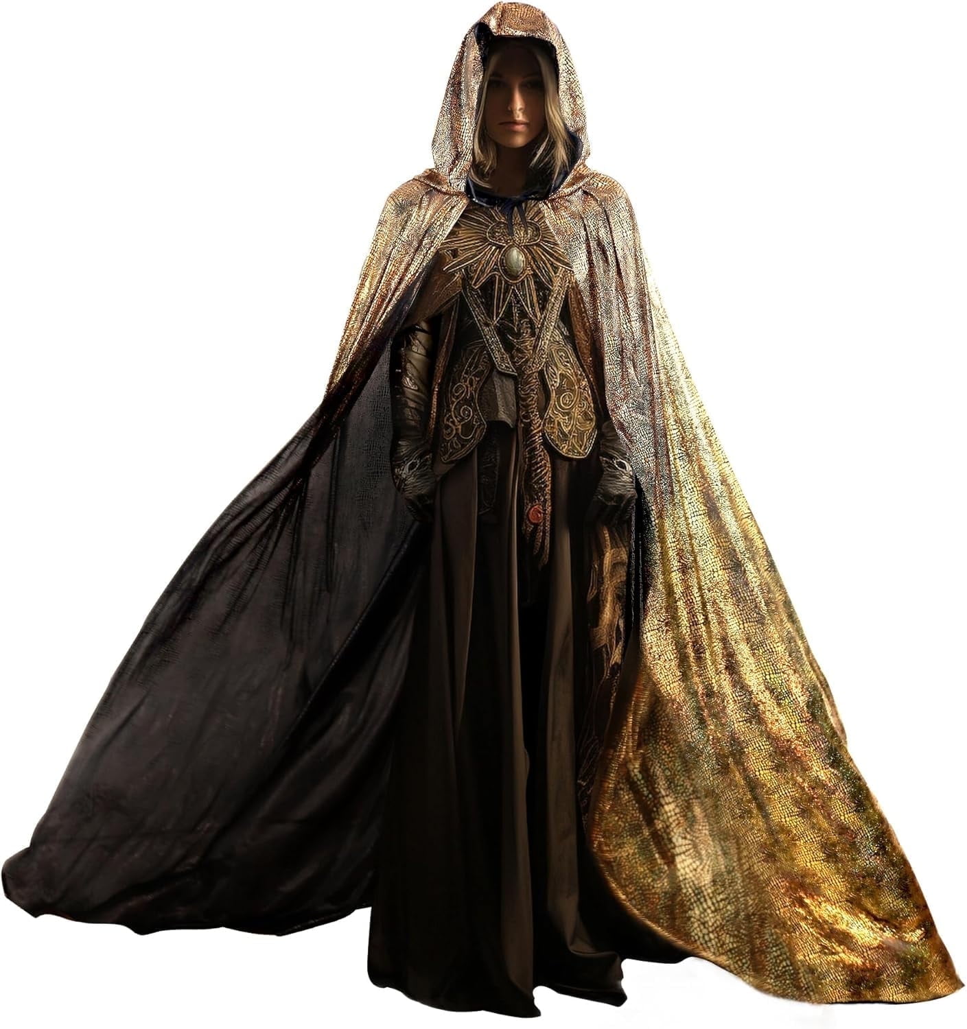 VZQI Luxe Velvet Hooded Cape – Elegant Unisex Cloak for Halloween ...
