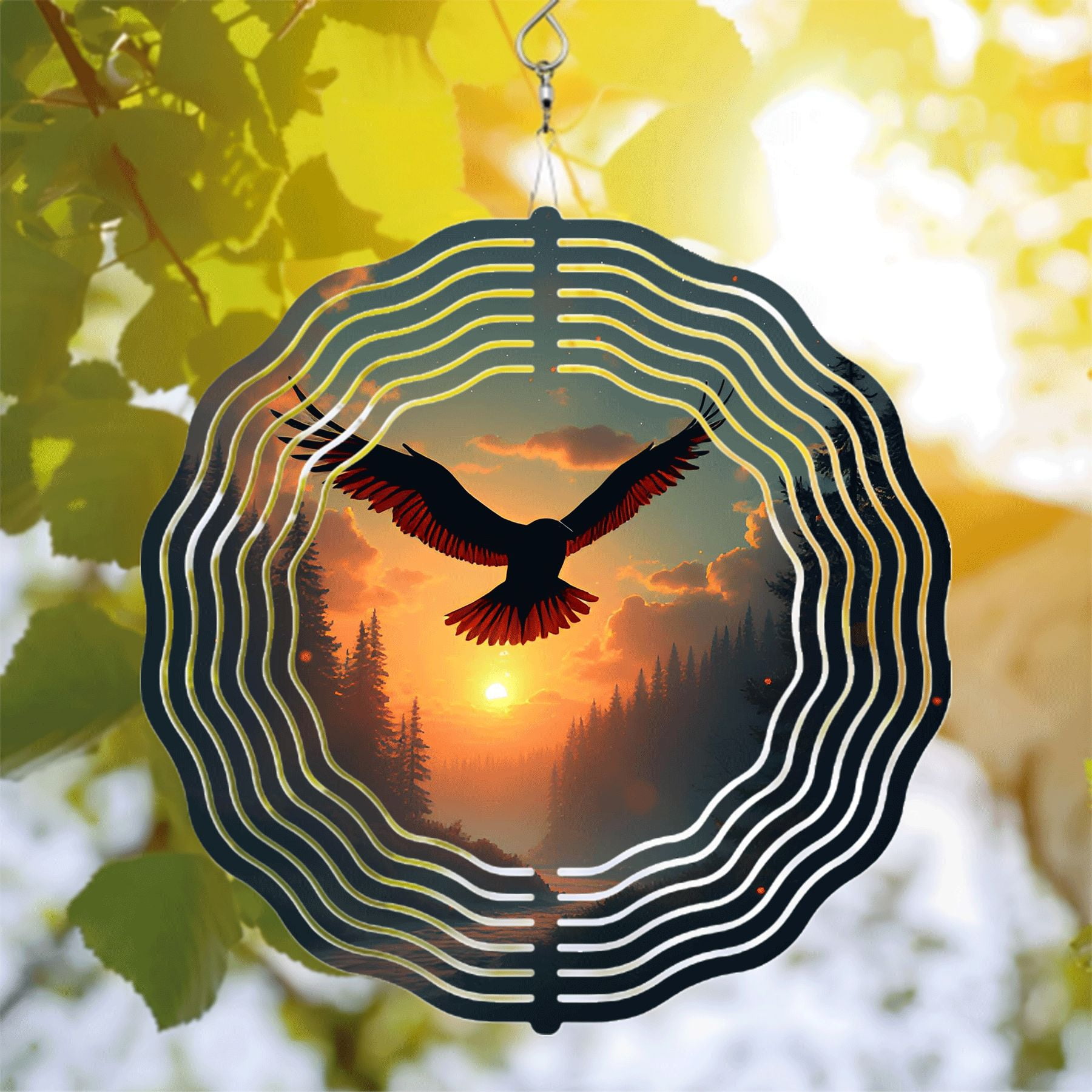 Majestic Metal Hanging Wind Spinner with Concentric Circular Patterns ...