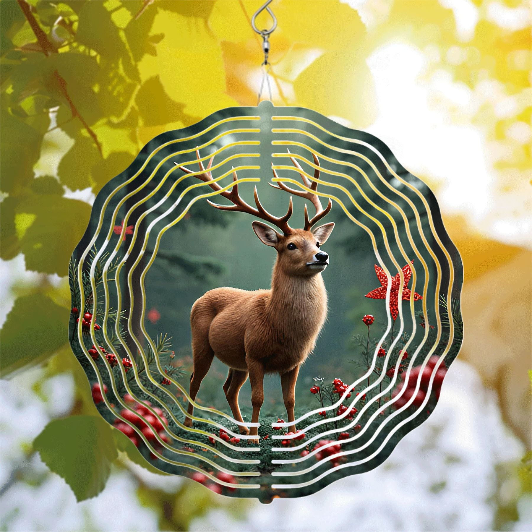 Majestic Metal Hanging Wind Spinner with Concentric Ring Design ...