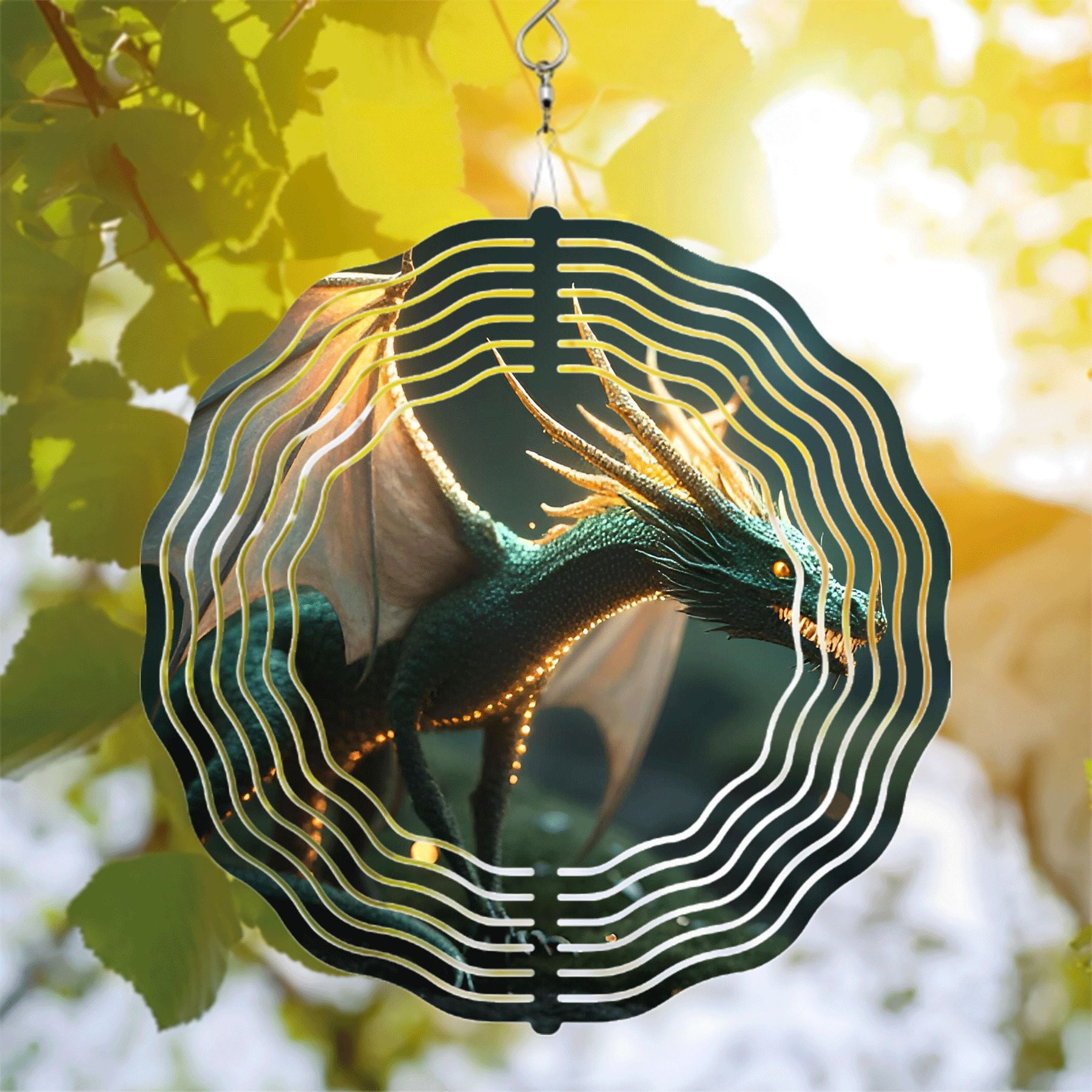 Majestic Metal Hanging Wind Spinner with Ethereal Circular Pattern ...