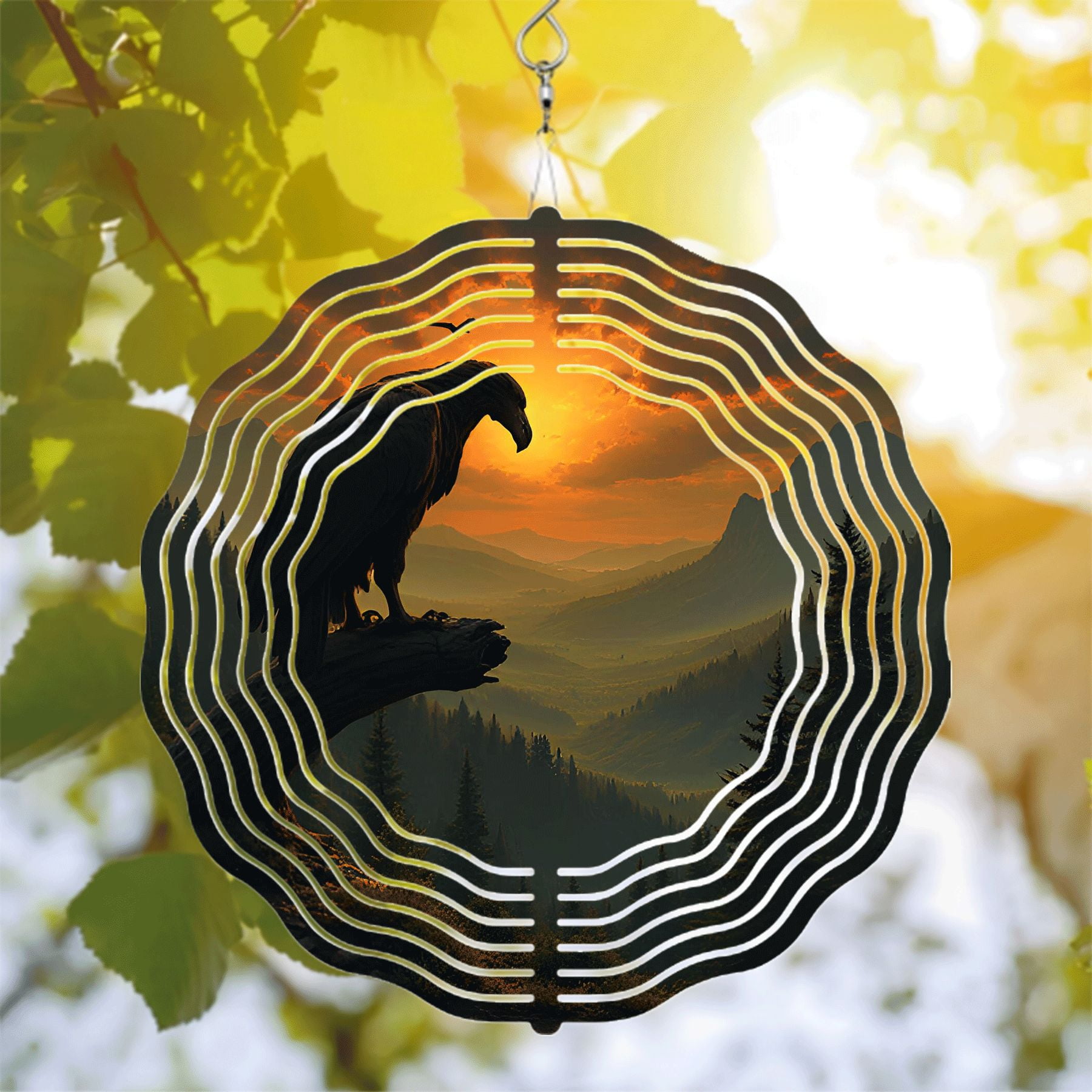 Majestic Metal Hanging Wind Spinner with Geometric Circular Patterns ...