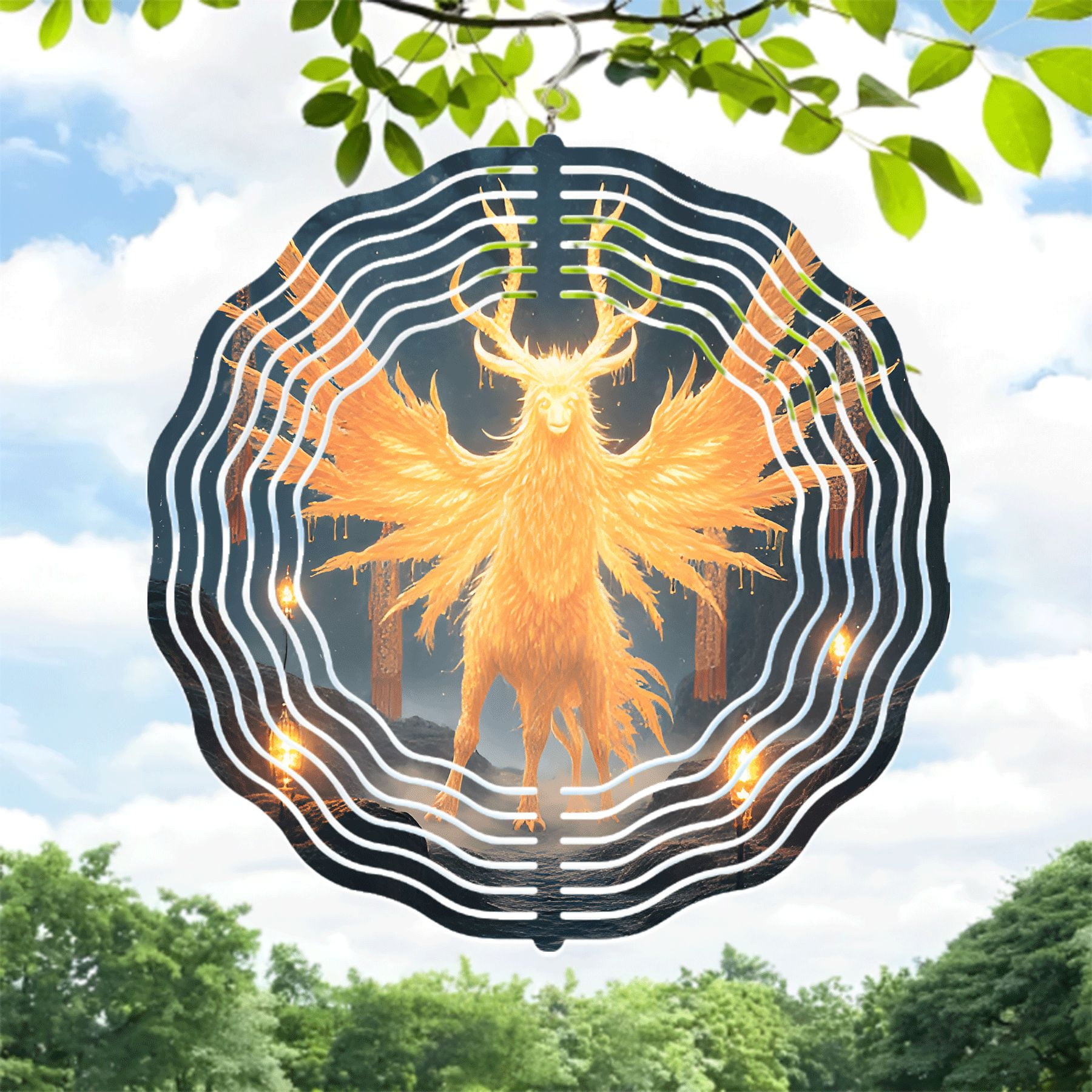 Majestic Metal Hanging Wind Spinners with Celestial Patterns - Ethereal ...