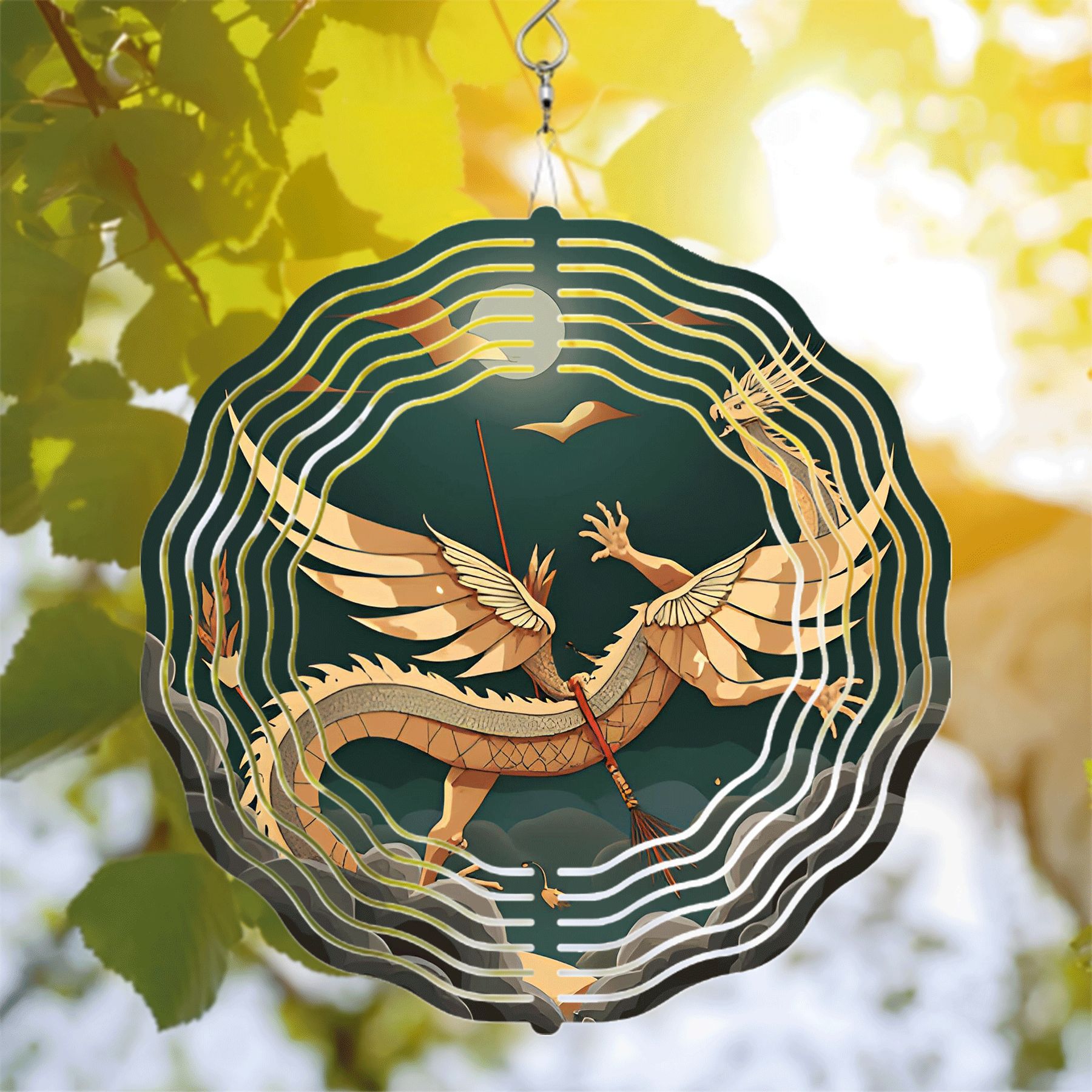 Majestic Metal Hanging Wind Spinners with Mystical Circular Patterns ...