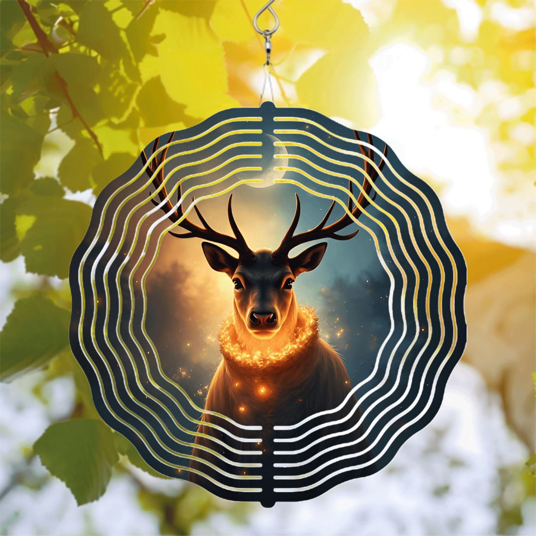 Majestic Metal Wind Spinner with Concentric Circular Patterns ...